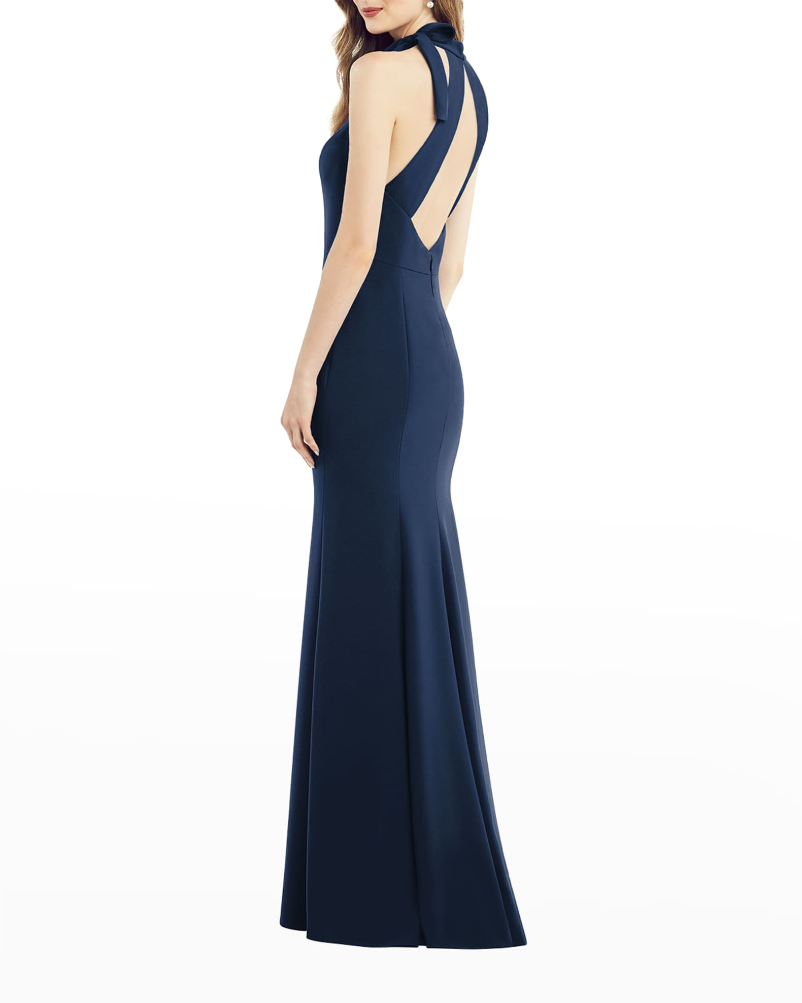 After Six Bow-Neck Open-Back Trumpet Gown | Neiman Marcus