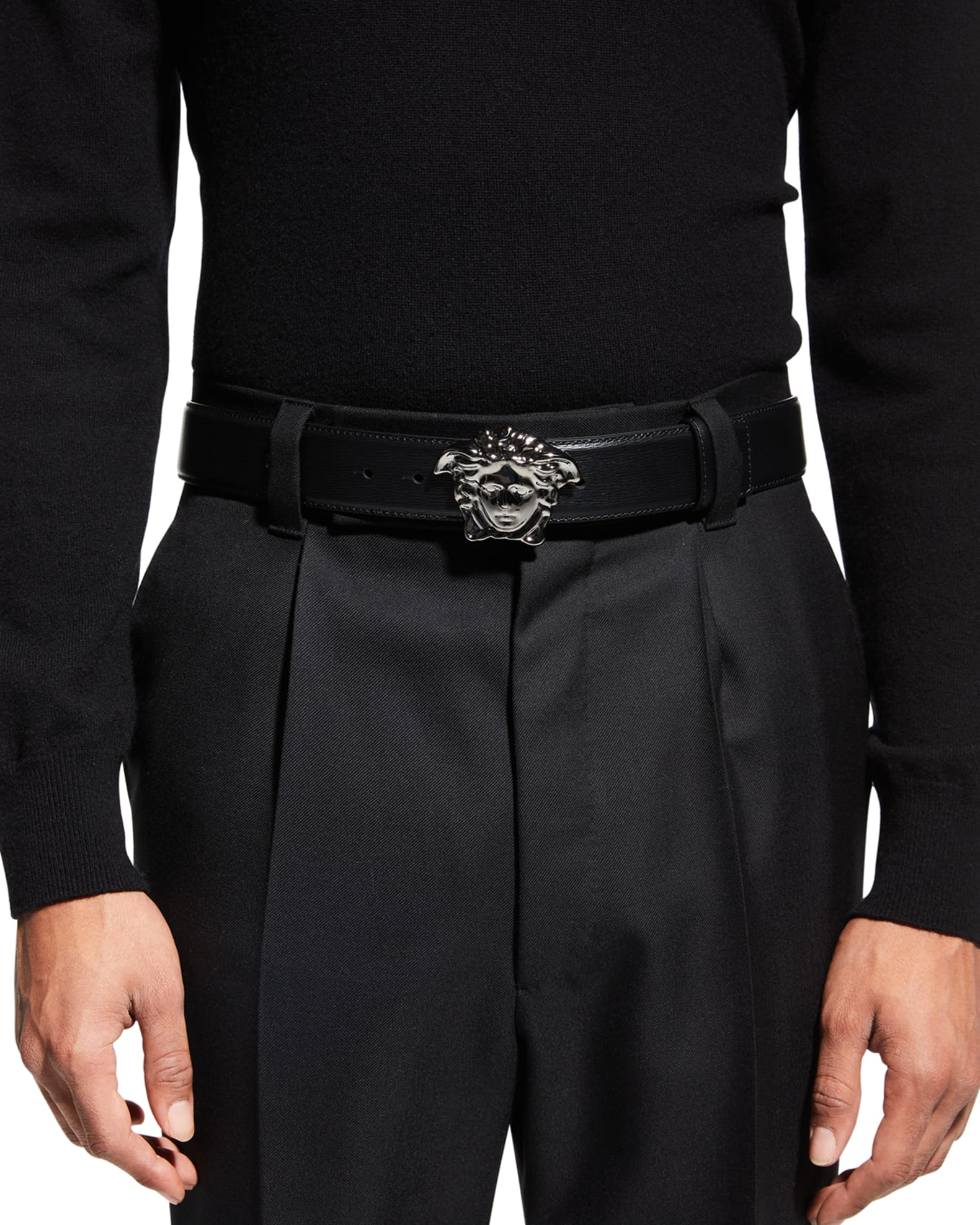 Versace Men's Medusa Leather Belt | Neiman Marcus