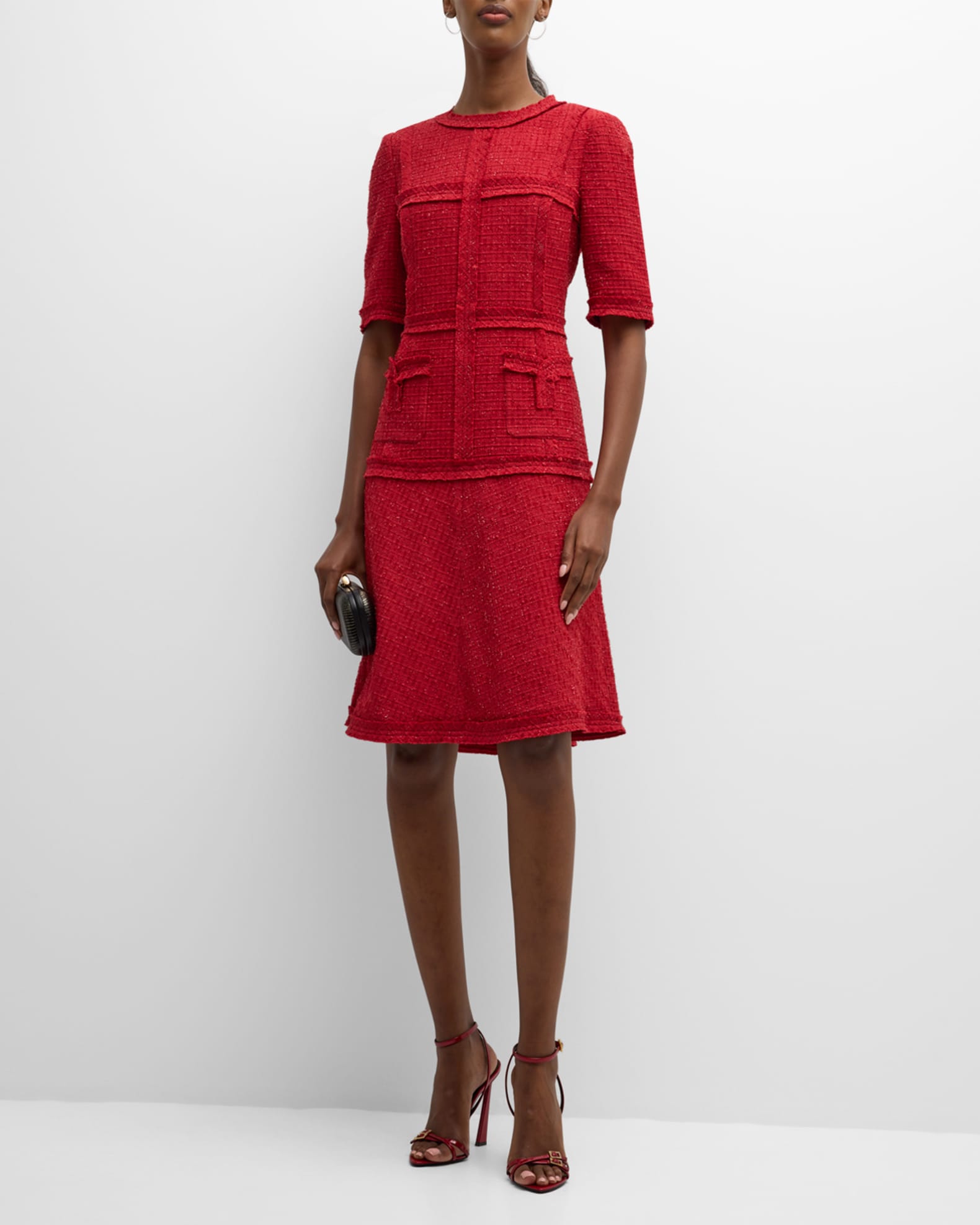 Rickie Freeman for Teri Jon Metallic Tweed A-Line Dress | Neiman Marcus