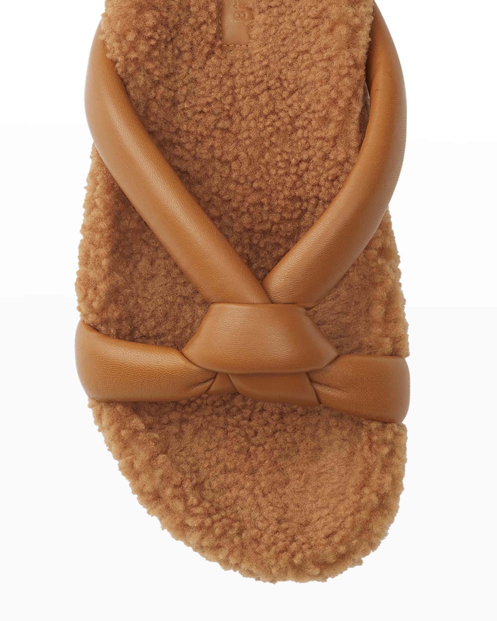 Lafayette 148 New York Honore Leather Shearling Slide Sandals | Neiman ...