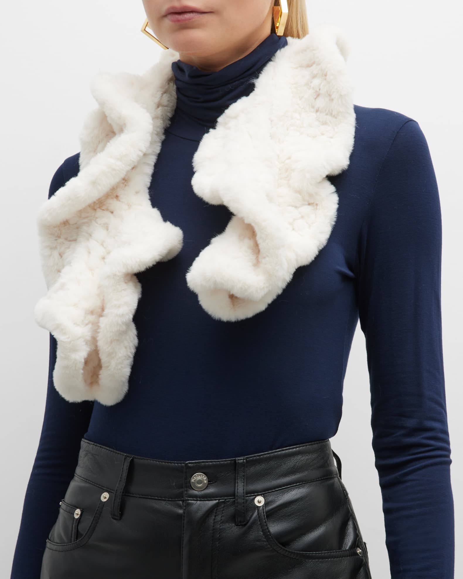 Jocelyn Ruffle Faux-Fur Pull-Through Scarf | Neiman Marcus