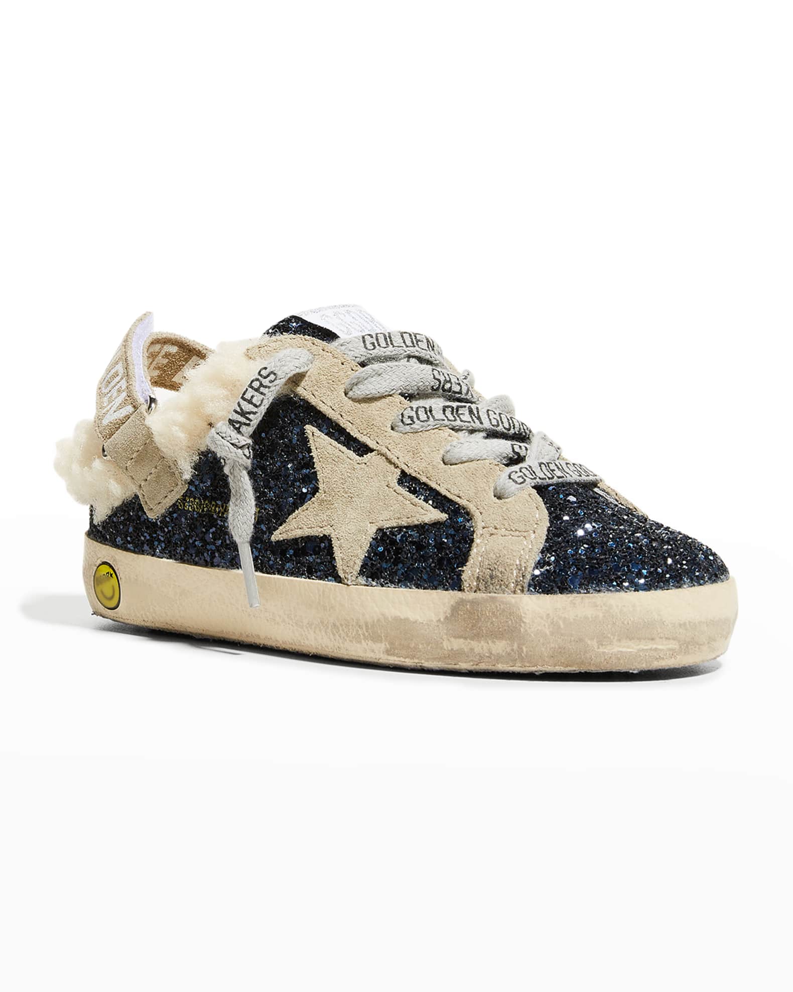 Golden Goose Girl's Super Star Glitter Shearling Mule Sneakers, Baby ...