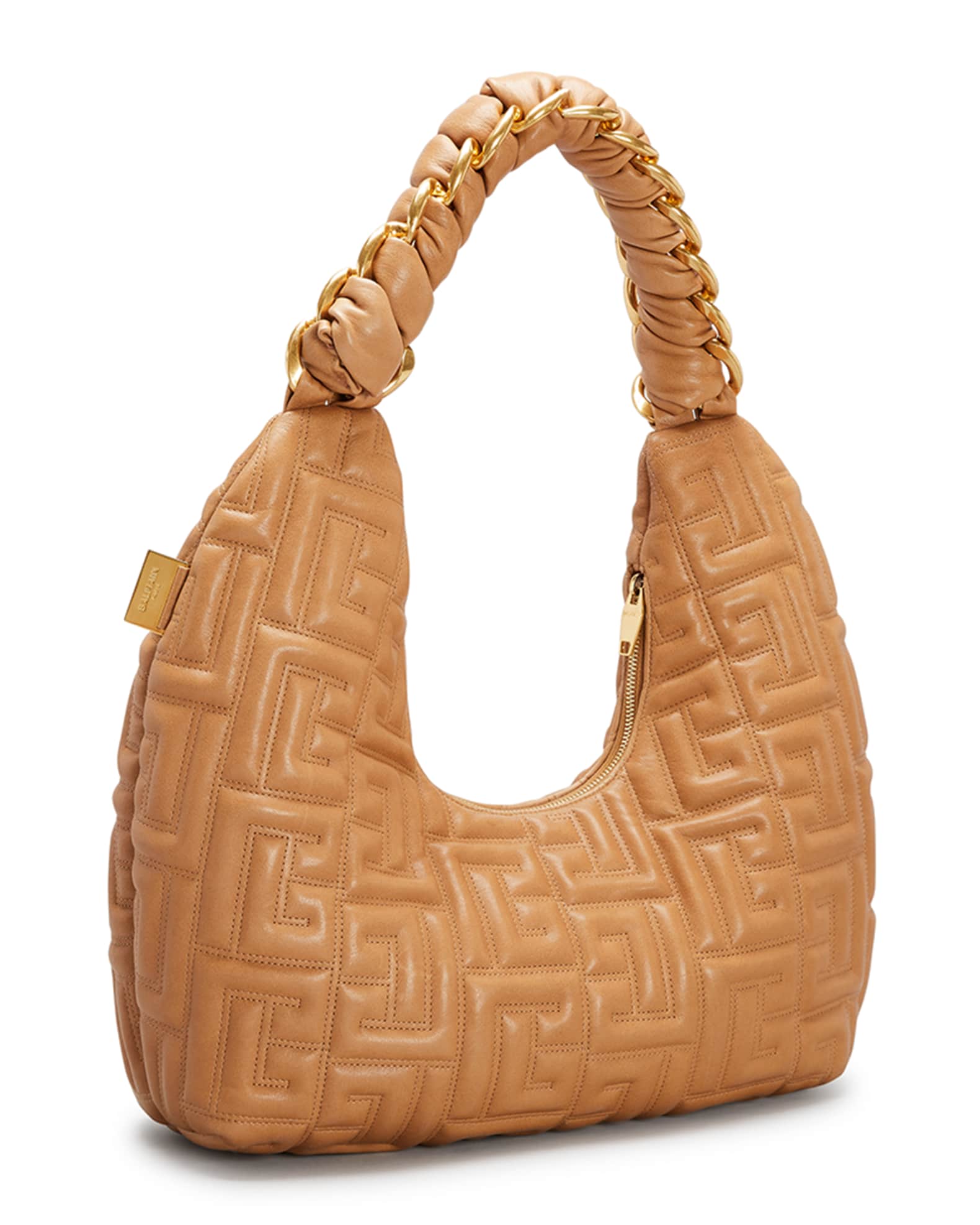 Balmain Pillow Quilted Monogram Hobo Shoulder Bag | Neiman Marcus
