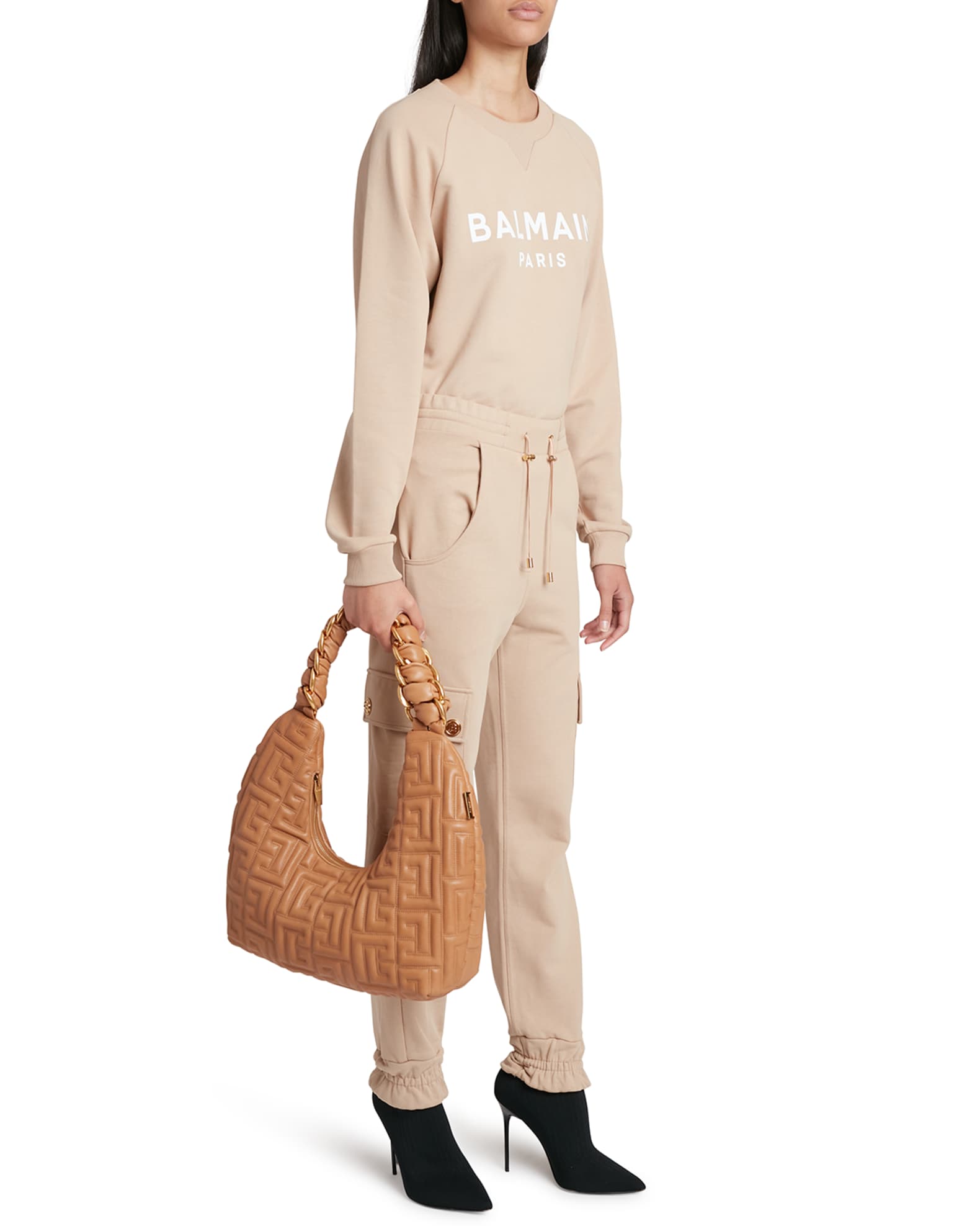 Balmain Pillow Quilted Monogram Hobo Shoulder Bag | Neiman Marcus Balmain Pillow Quilted Monogram Hobo Shoulder Bag | Neiman Marcus