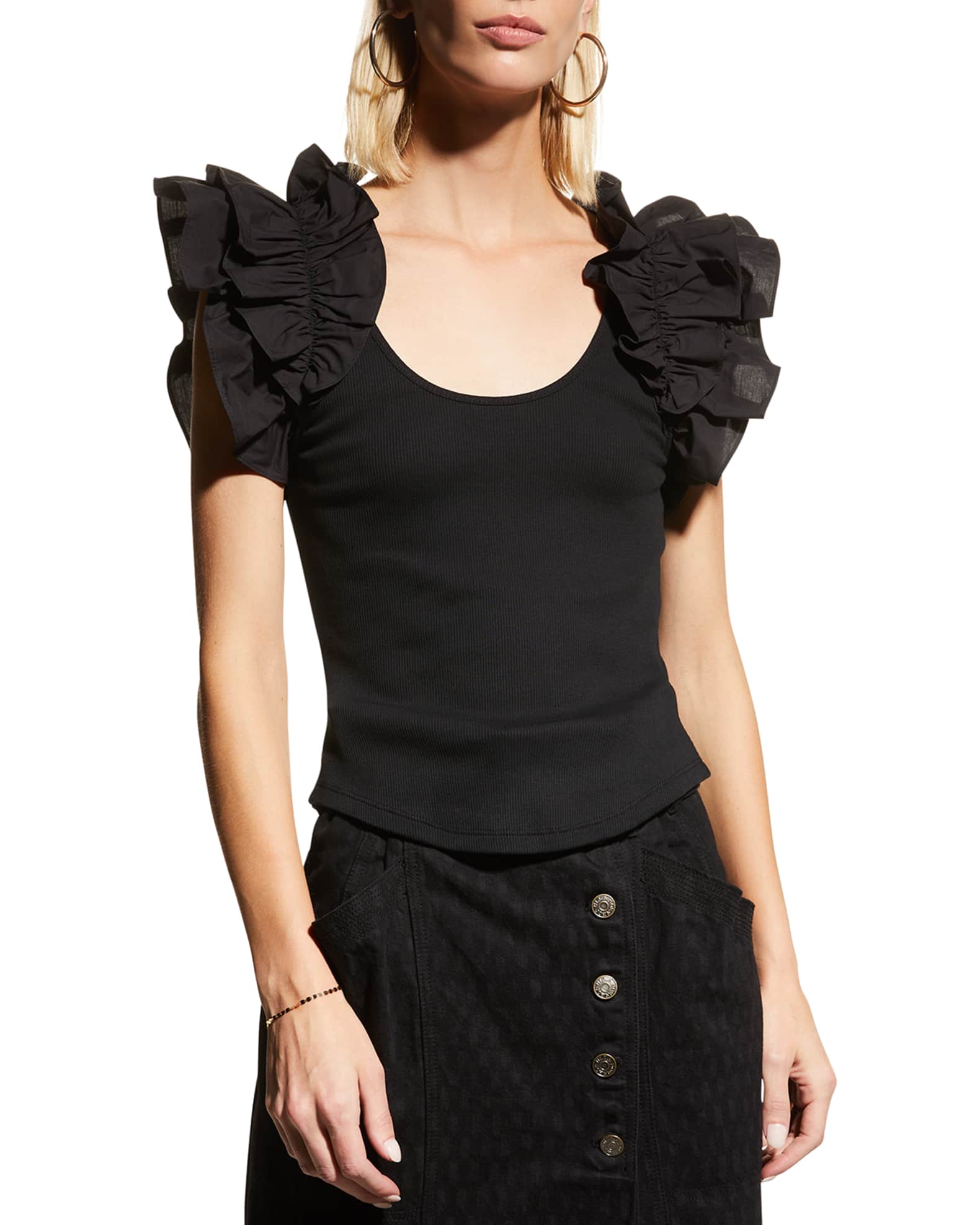Ulla Johnson Koa Ruffle-Sleeve Top | Neiman Marcus