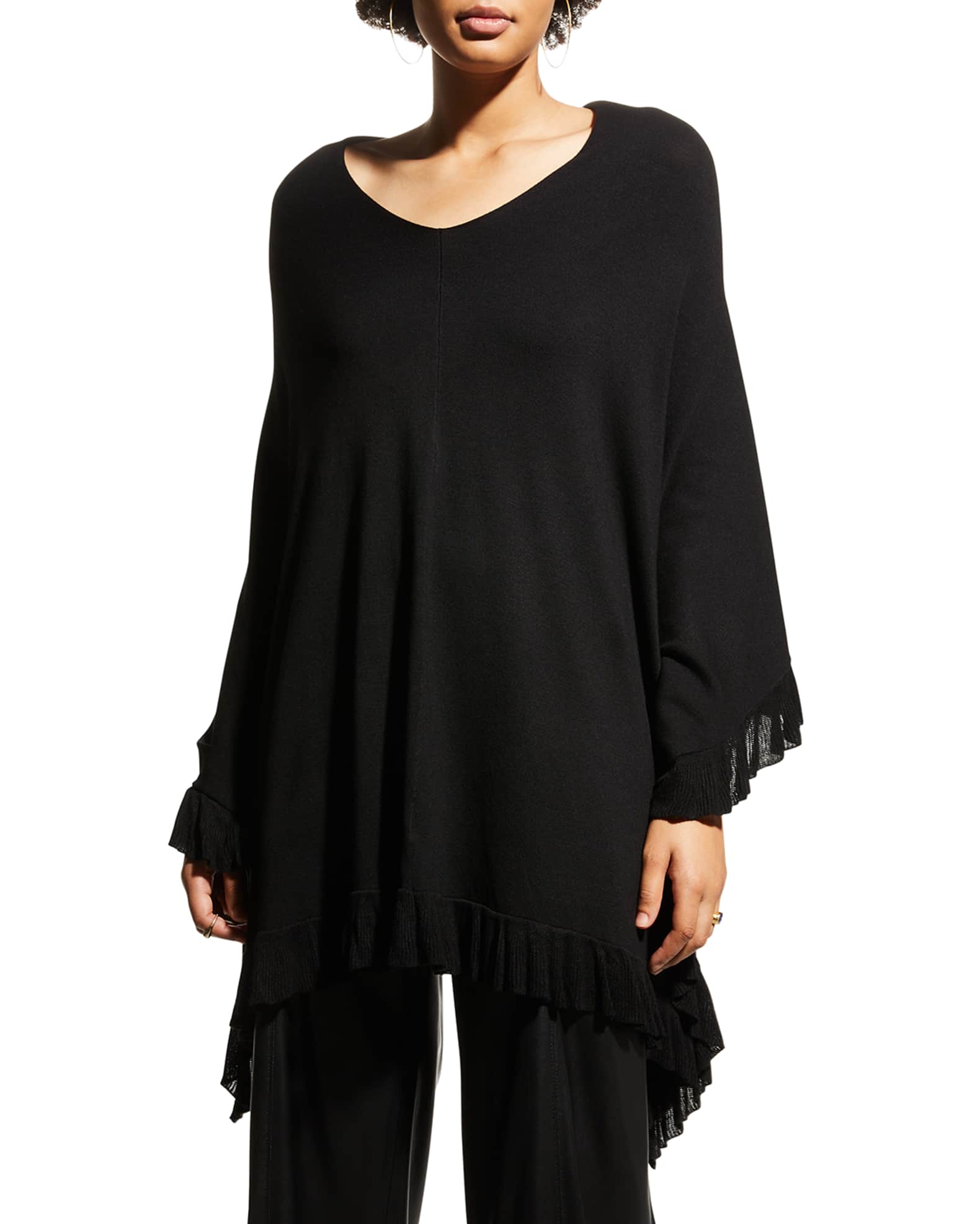 Masai Farah Asymmetric Ruffle-Trim Poncho | Neiman Marcus