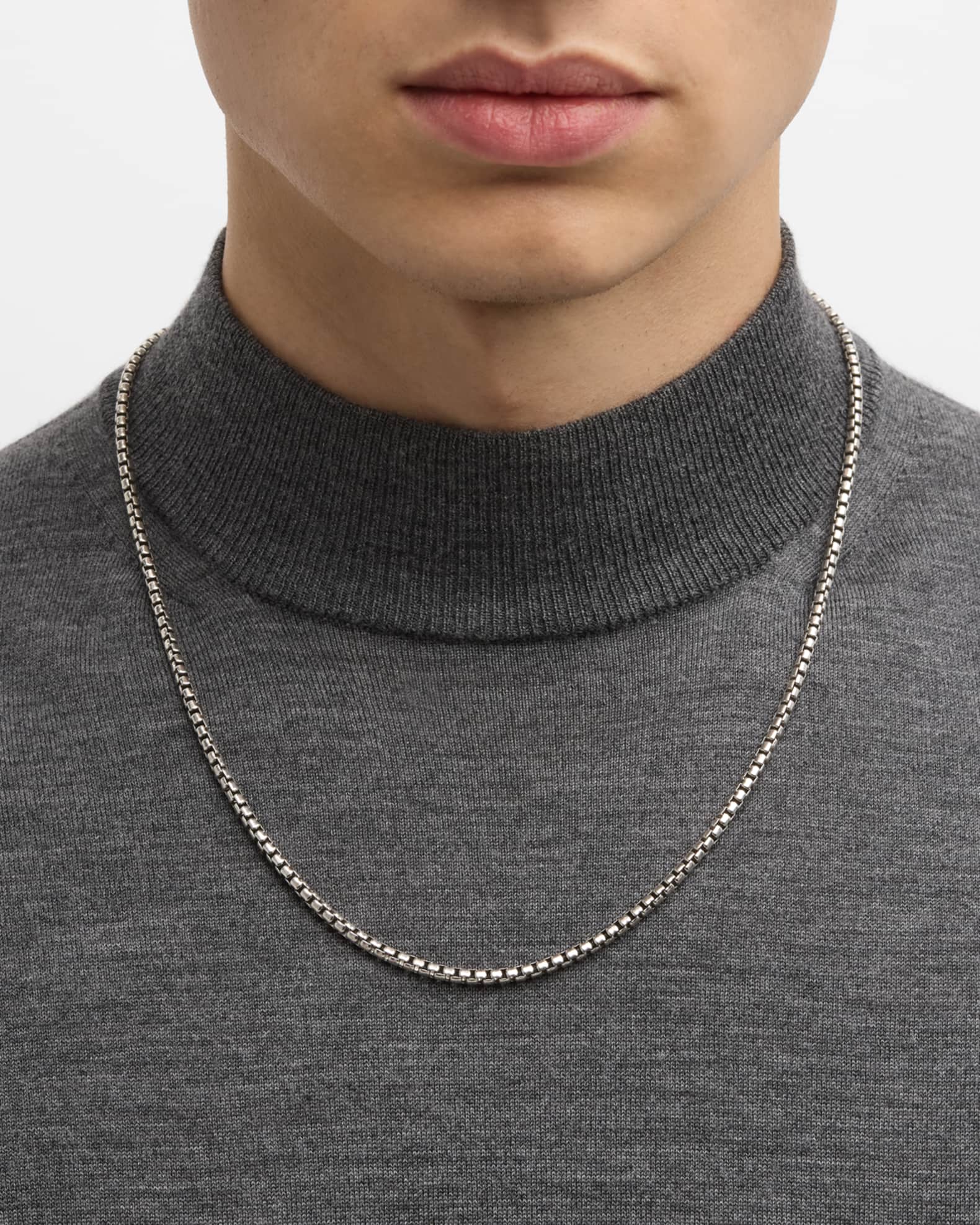 Konstantino Men's Sterling Silver Box Chain Necklace, 3.5mm | Neiman Marcus