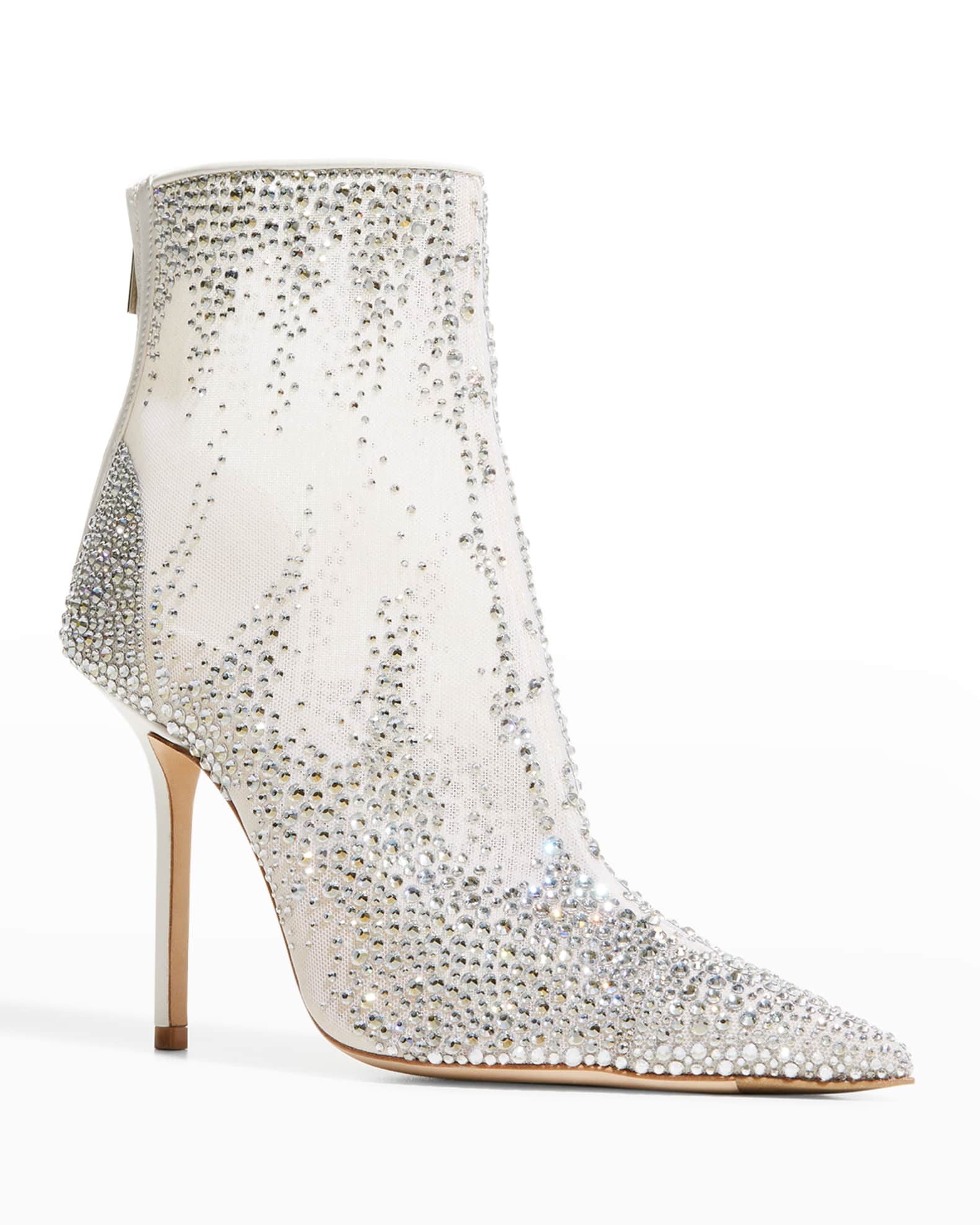 Jimmy Choo Gardenia Crystal Mesh Ankle Booties | Neiman Marcus