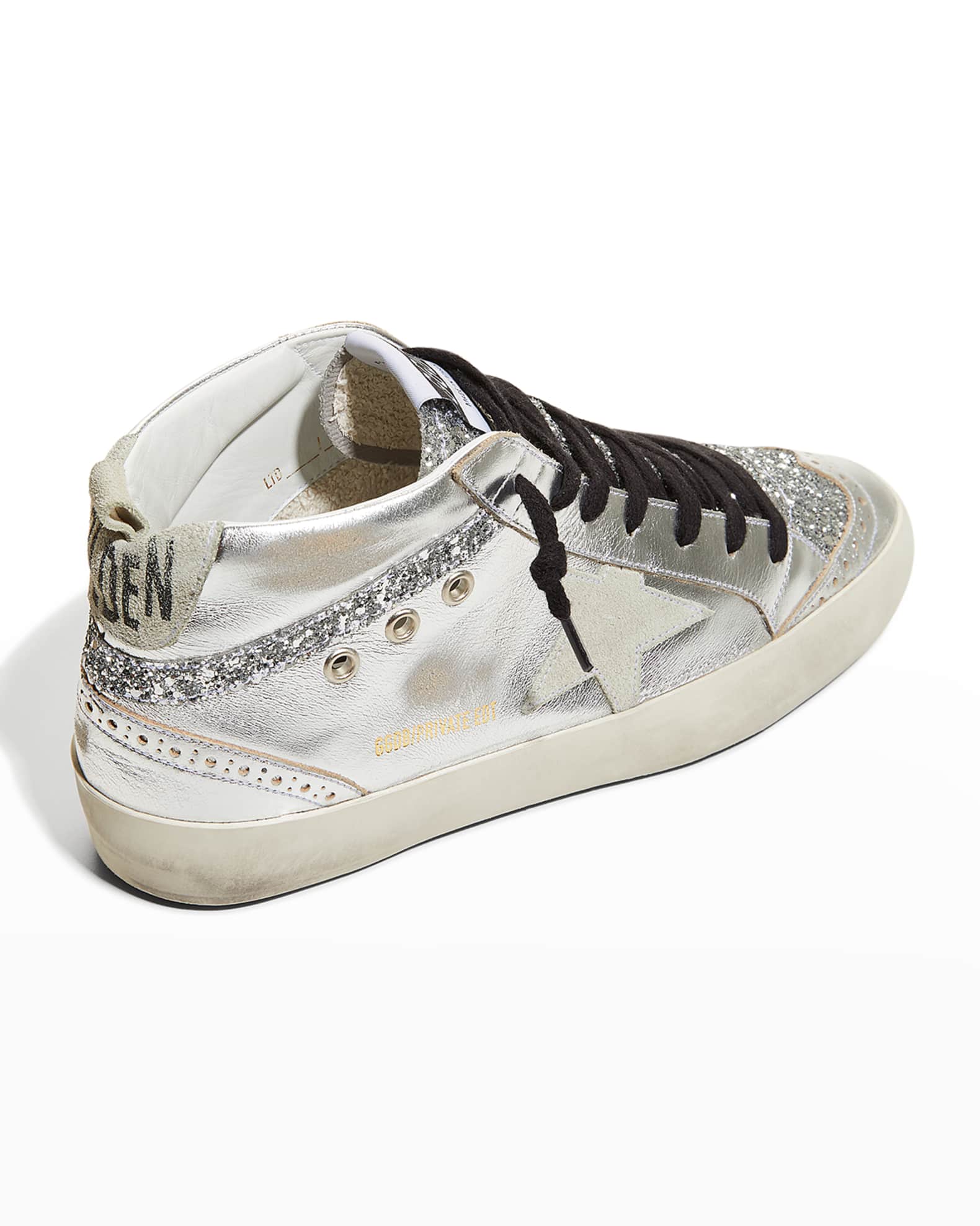 Golden Goose Mid Star Metallic Leather Glitter Sneakers | Neiman Marcus