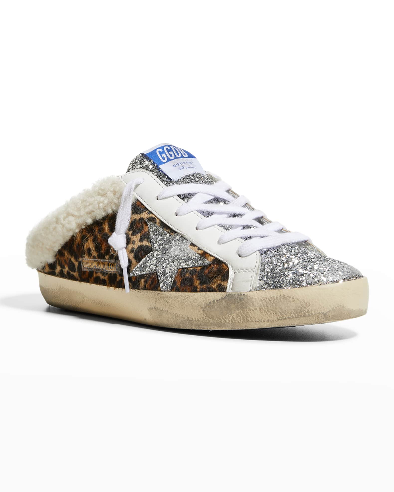 Golden Goose Superstar Sabot Leopard-Print Shearling Sneakers | Neiman ...