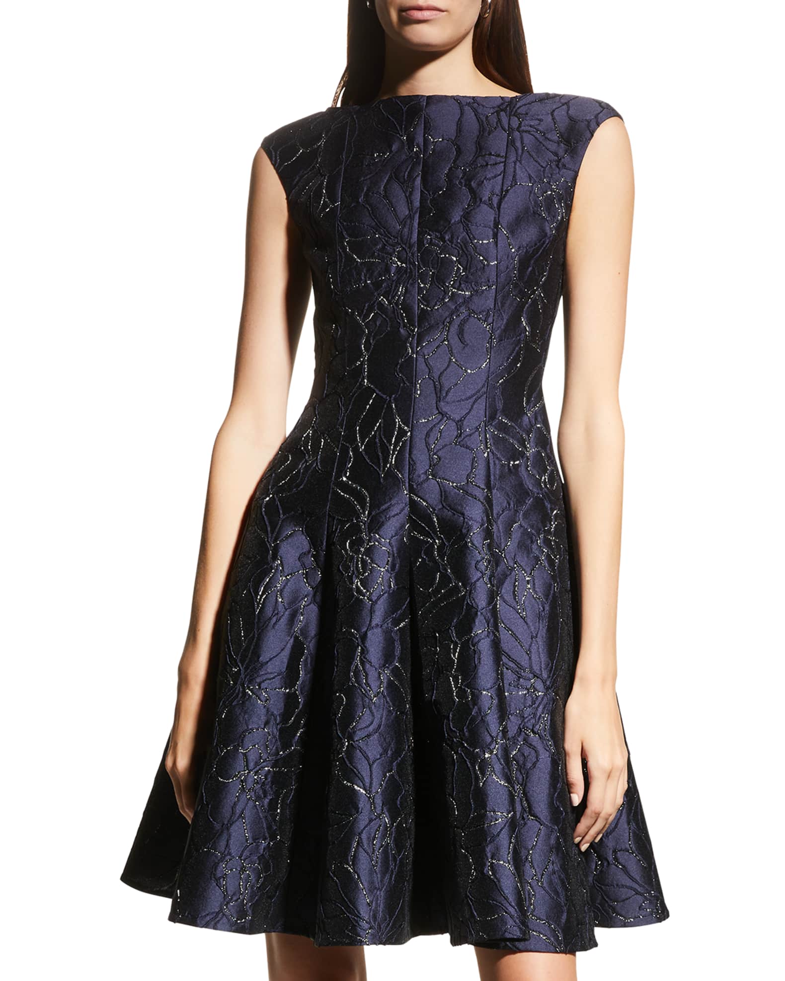 Talbot Runhof Metallic Floral Jacquard Cocktail Dress | Neiman Marcus