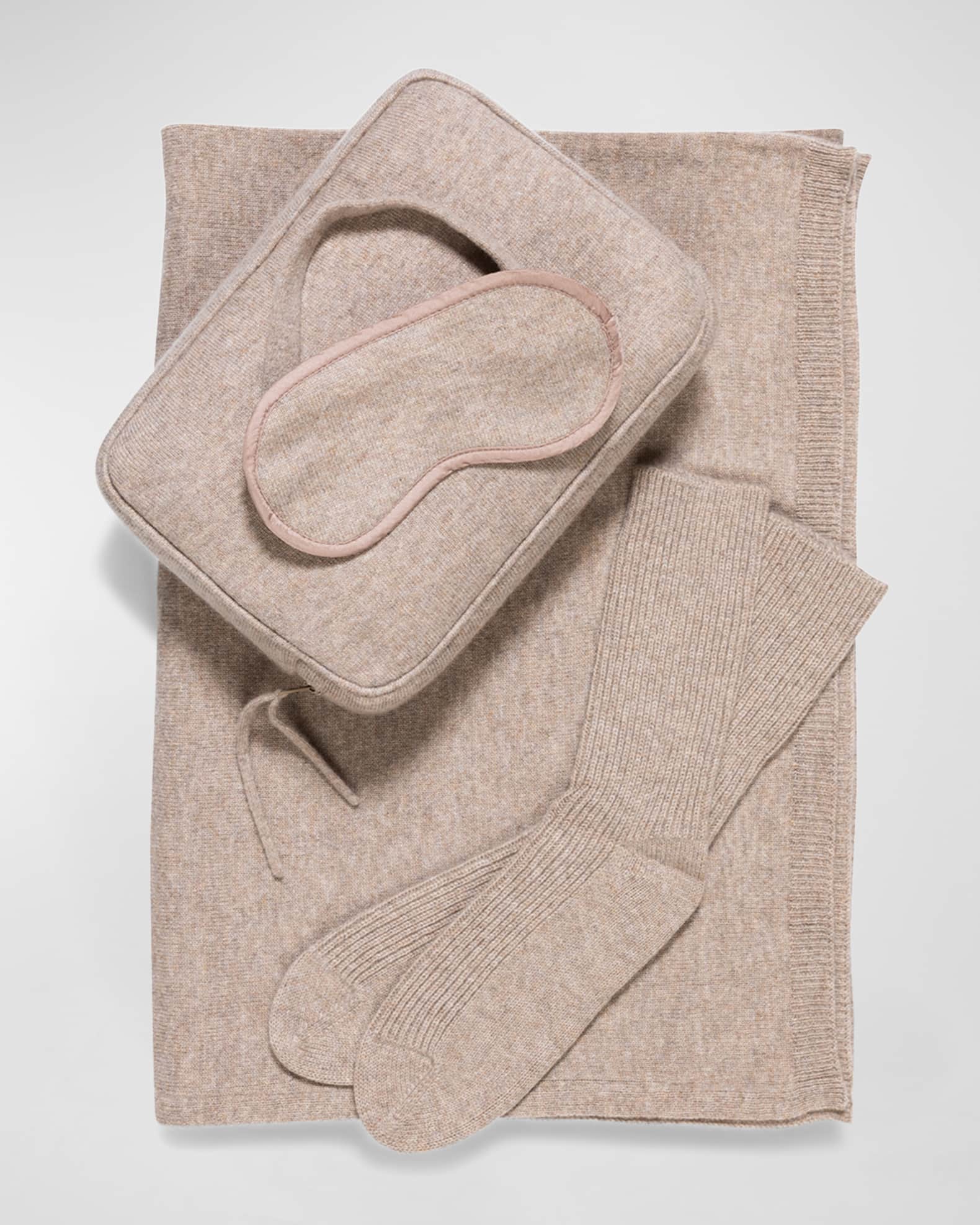 Sofia Cashmere Cashmere Cable-Knit Travel Set | Neiman Marcus