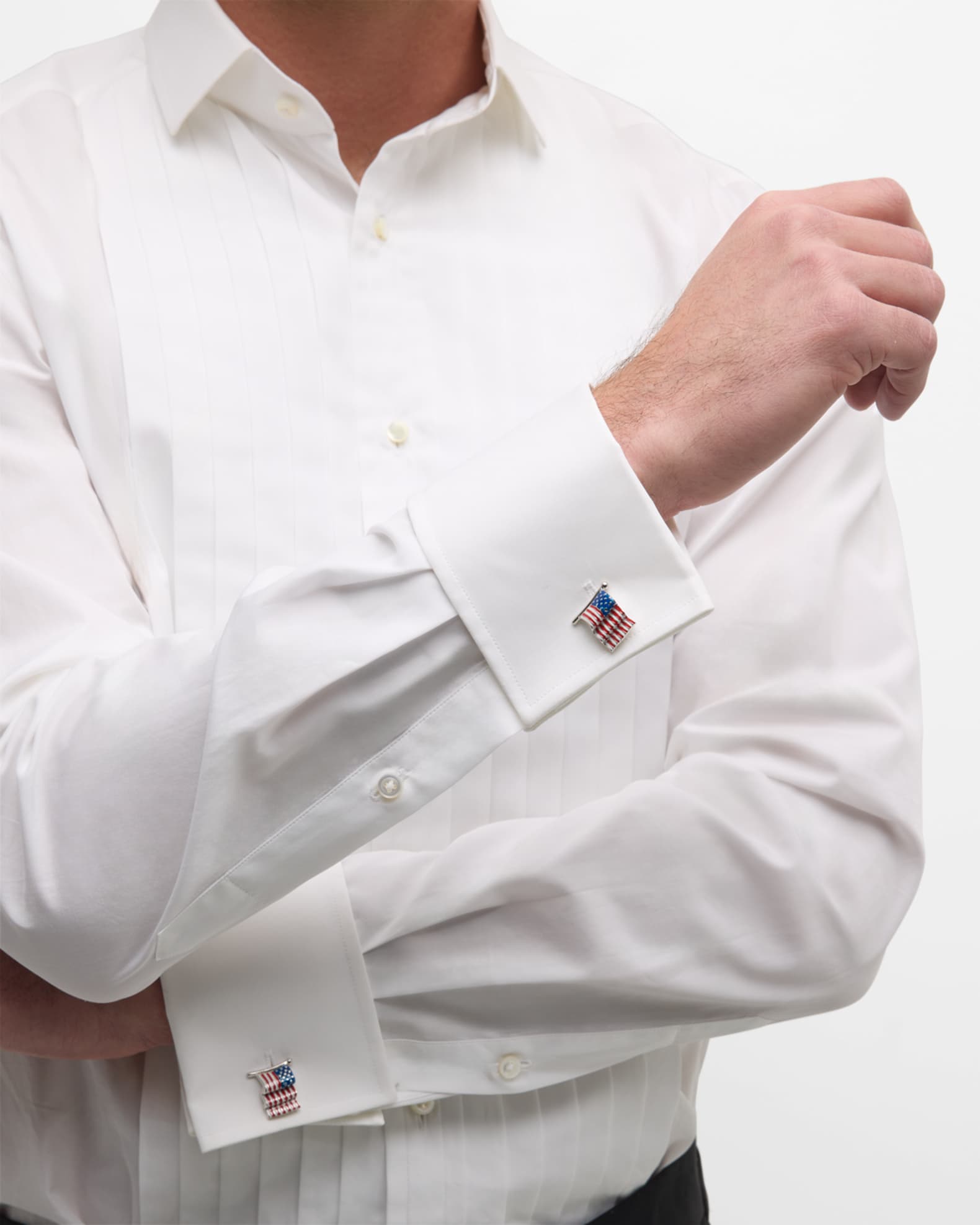 Jan Leslie Men's Sterling Silver Enamel American Flag Cufflinks ...