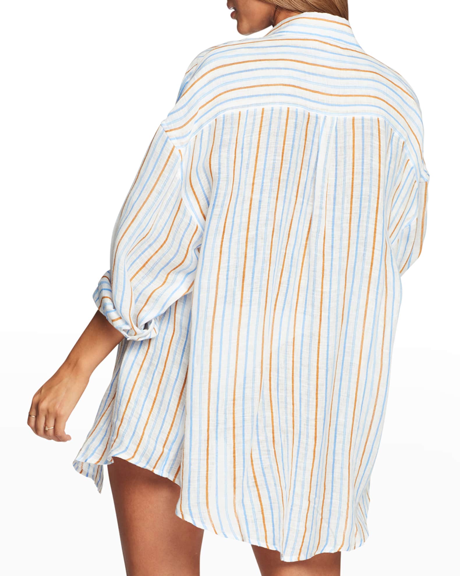 Vitamin A Playa Button-Front Coverup Shirtdress | Neiman Marcus