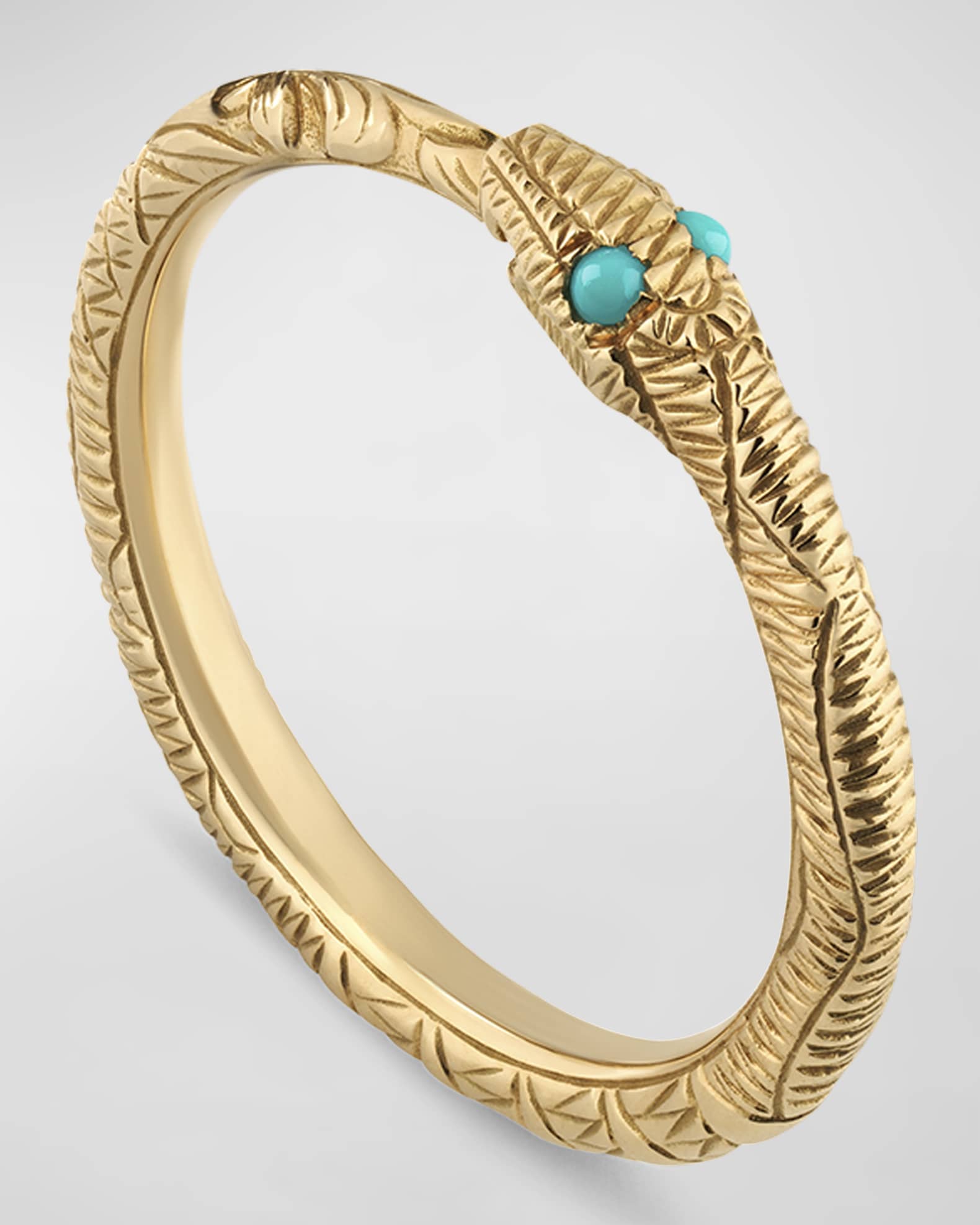 Gucci 18k Ouroboros Snake Ring with Turquoise | Neiman Marcus