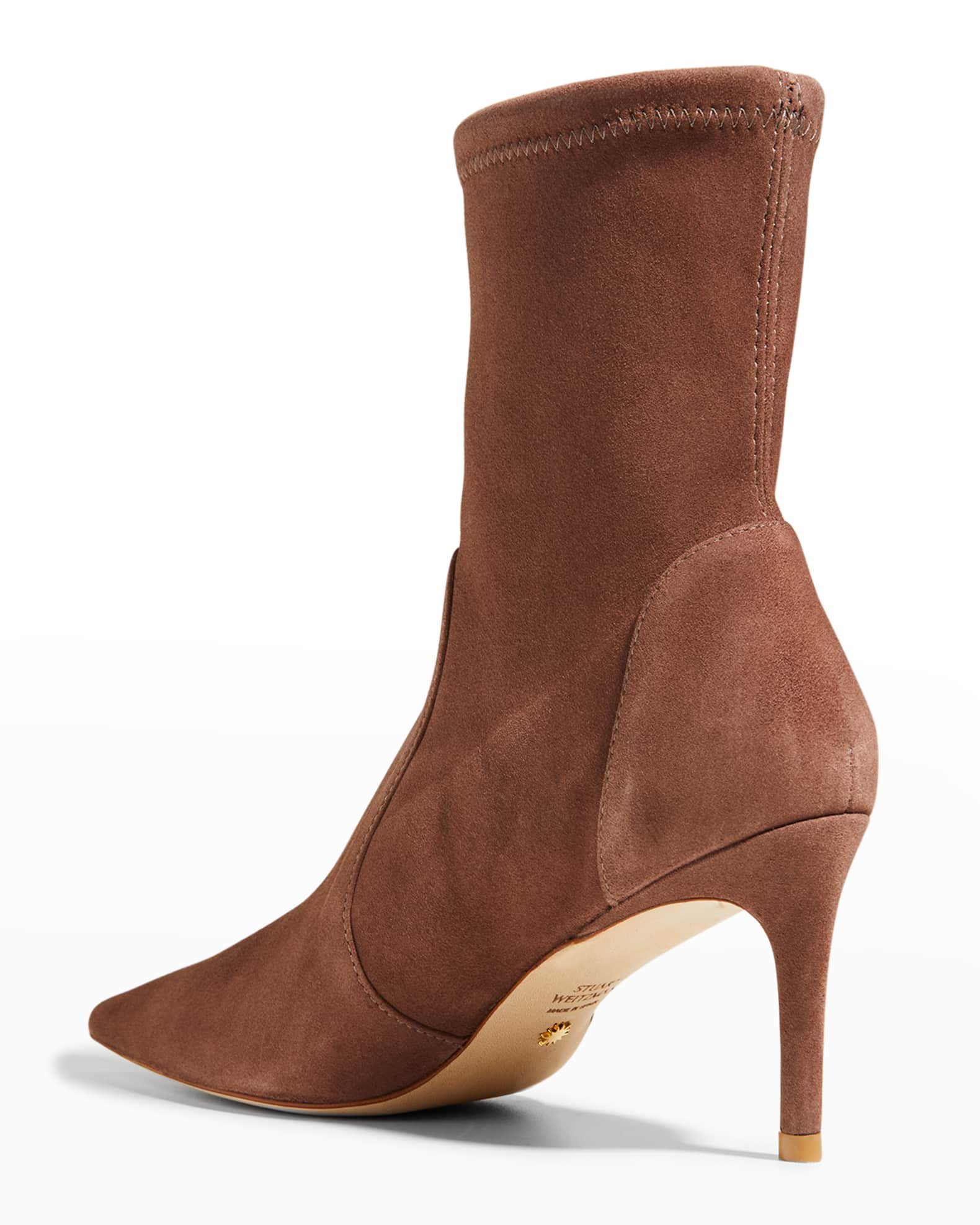 Stuart Weitzman Stuart Stretch Suede Stiletto Booties | Neiman Marcus