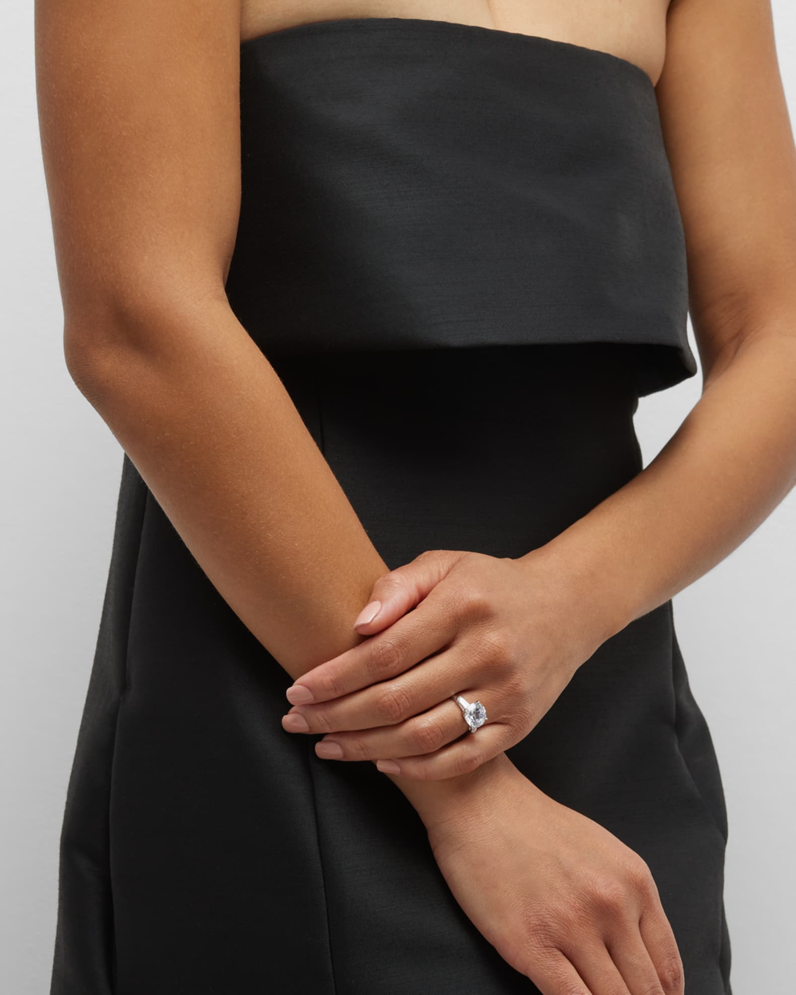 Fantasia by DeSerio Tapered Baguette and Solitaire Cubic Zirconia Ring ...