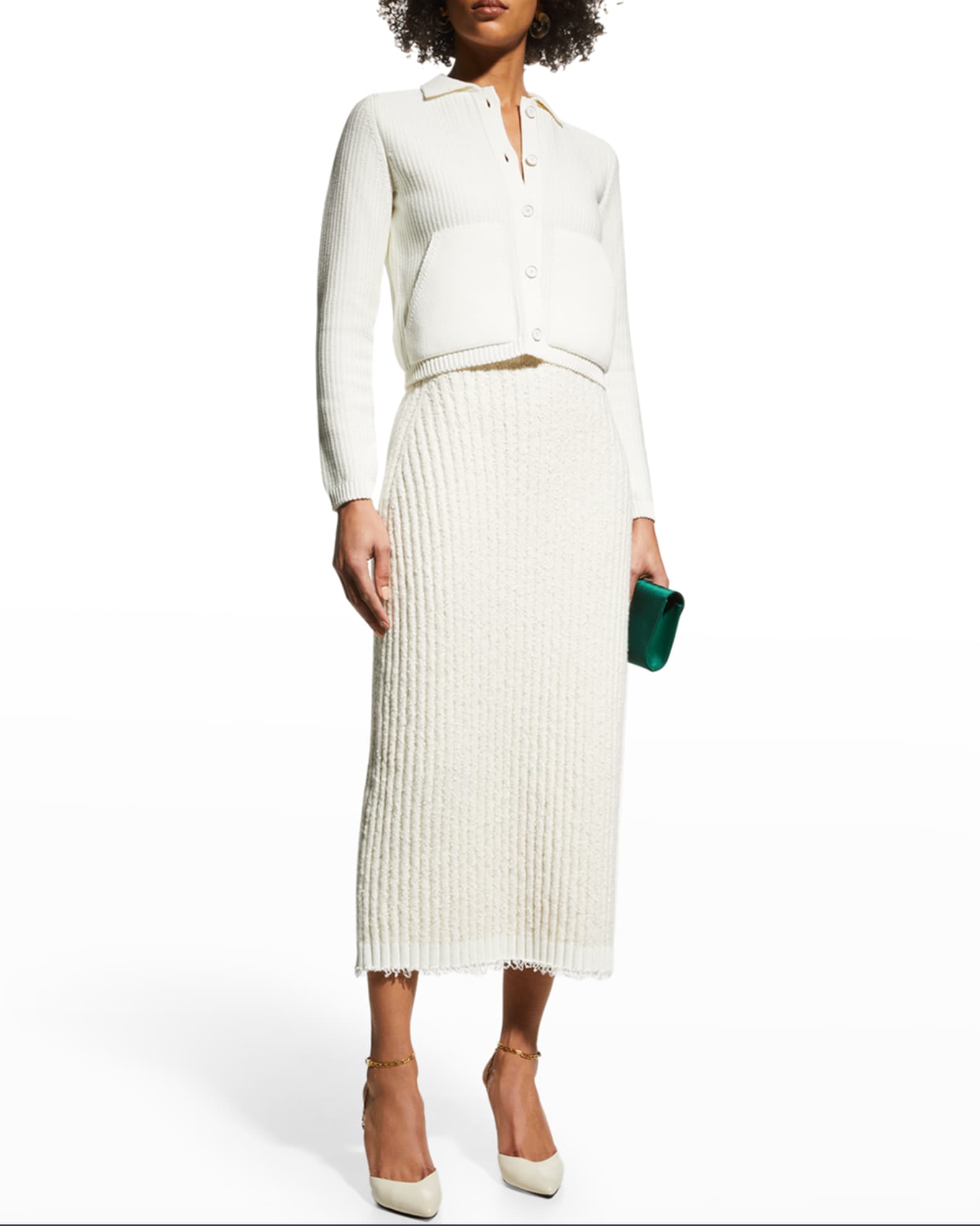 Akris Crochet-Collared Short Knit Jacket | Neiman Marcus