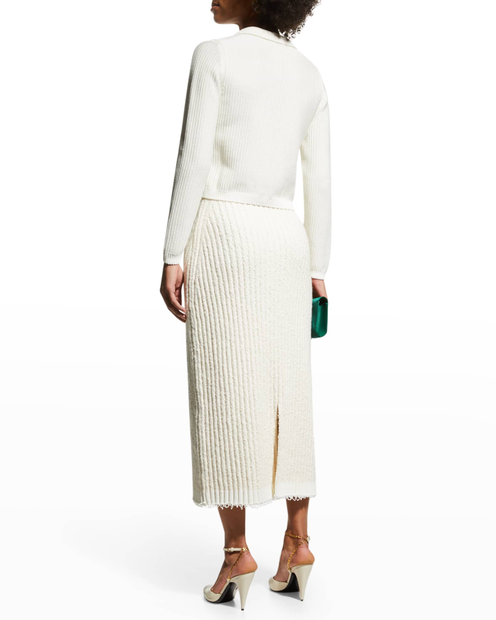 Akris Crochet-Collared Short Knit Jacket | Neiman Marcus