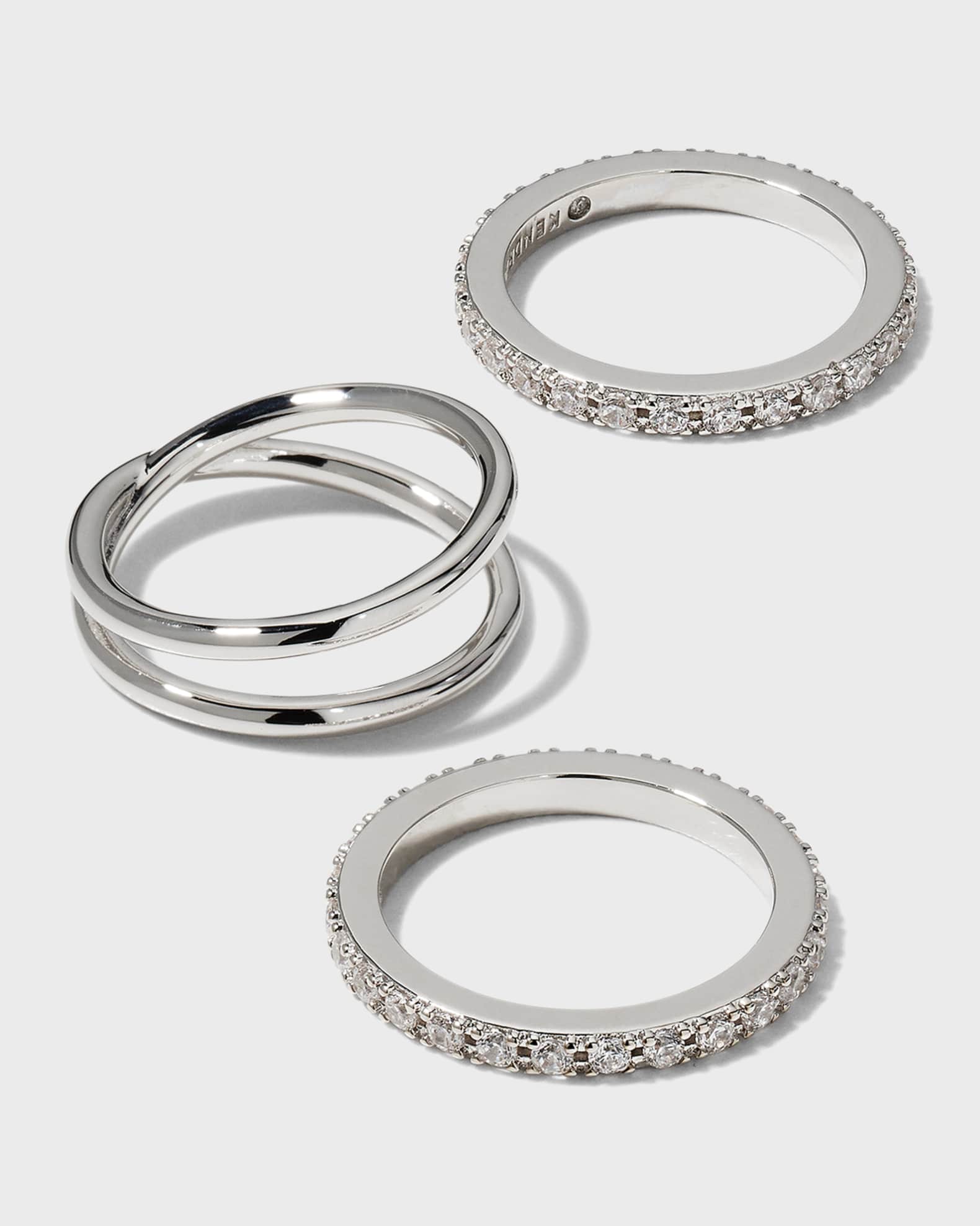 Kendra Scott Livy Rings, Set of 3, Rhodium | Neiman Marcus