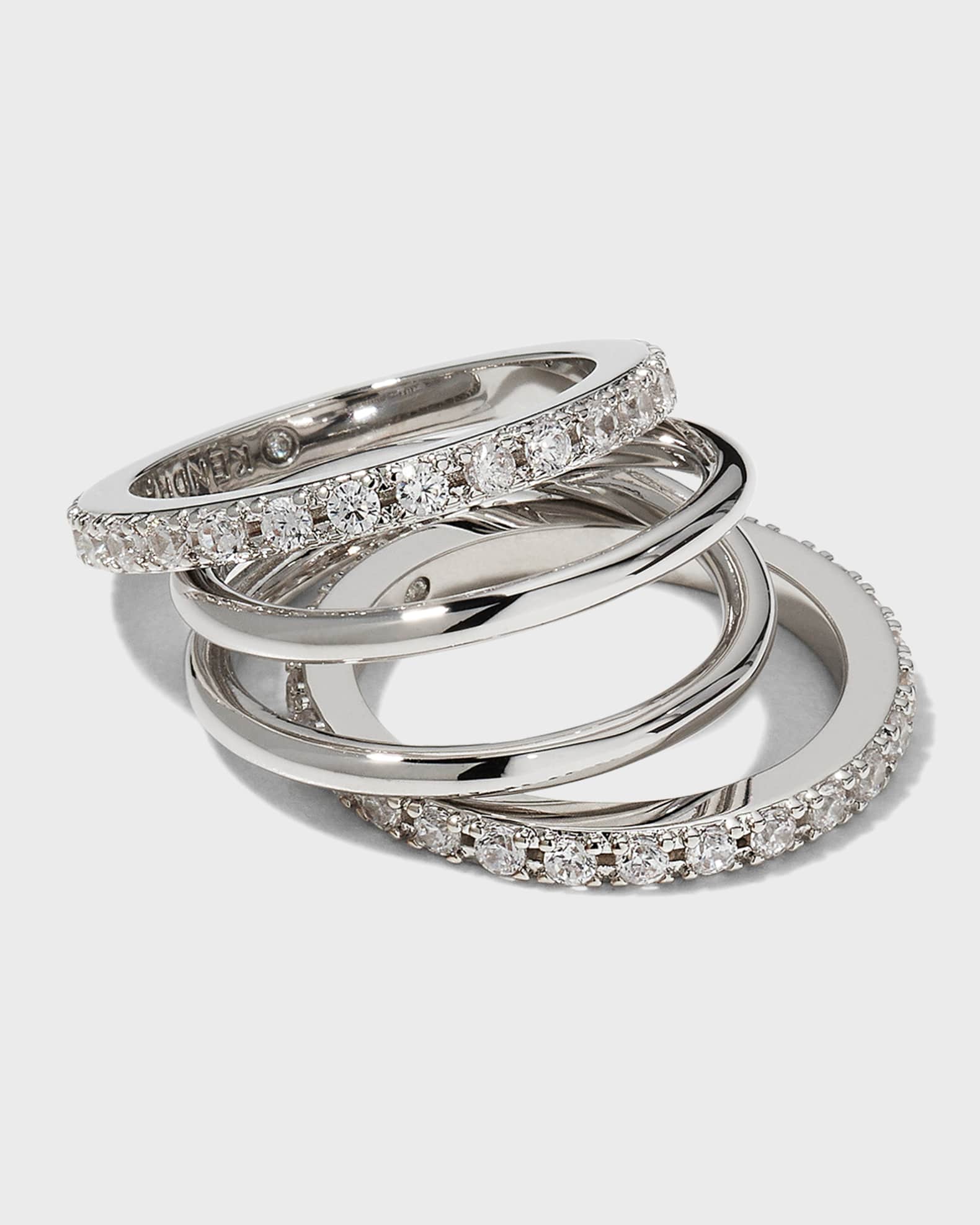 Kendra Scott Livy Rings, Set of 3, Rhodium | Neiman Marcus