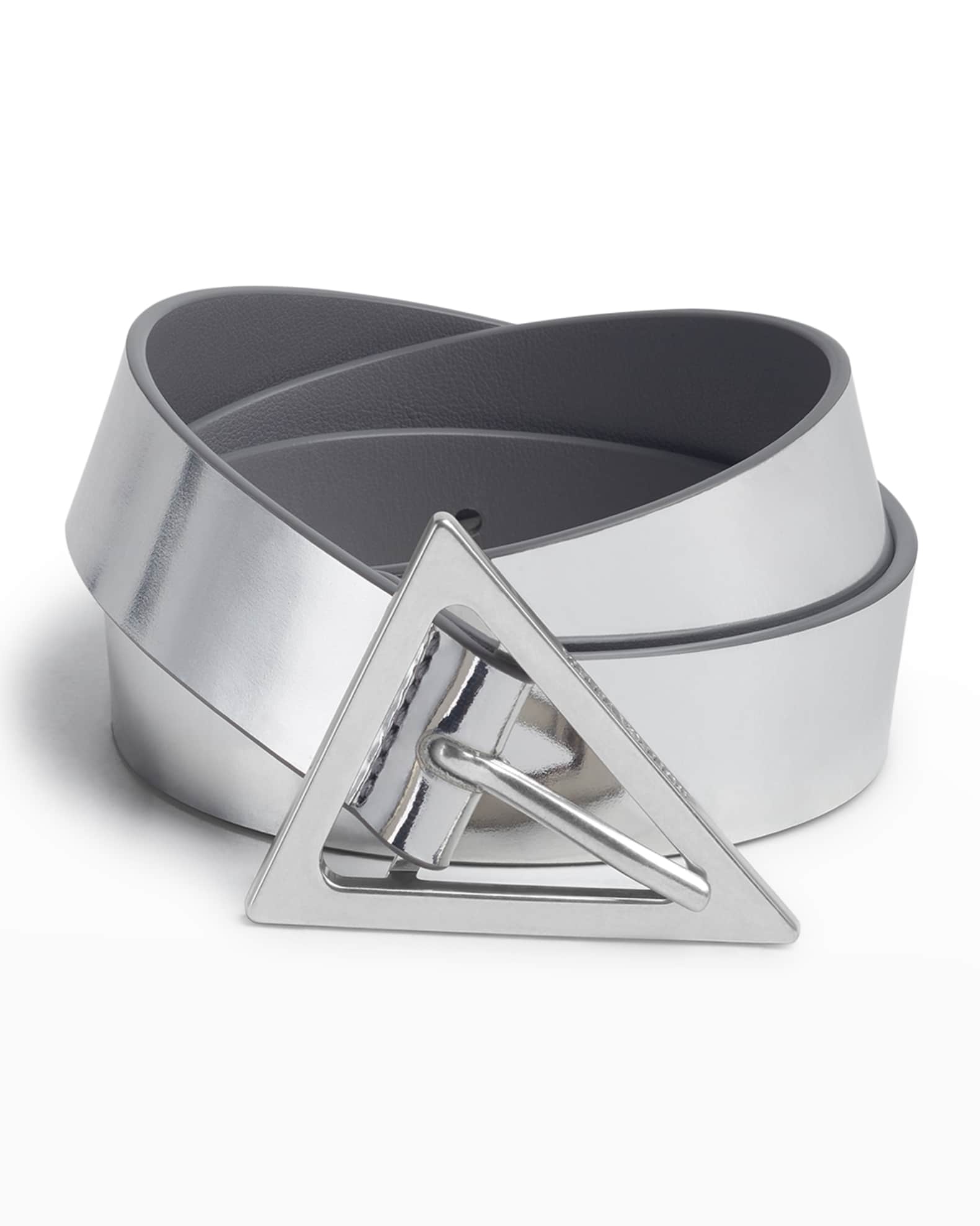 Bottega Veneta Triangle Metallic Leather Buckle Belt | Neiman Marcus