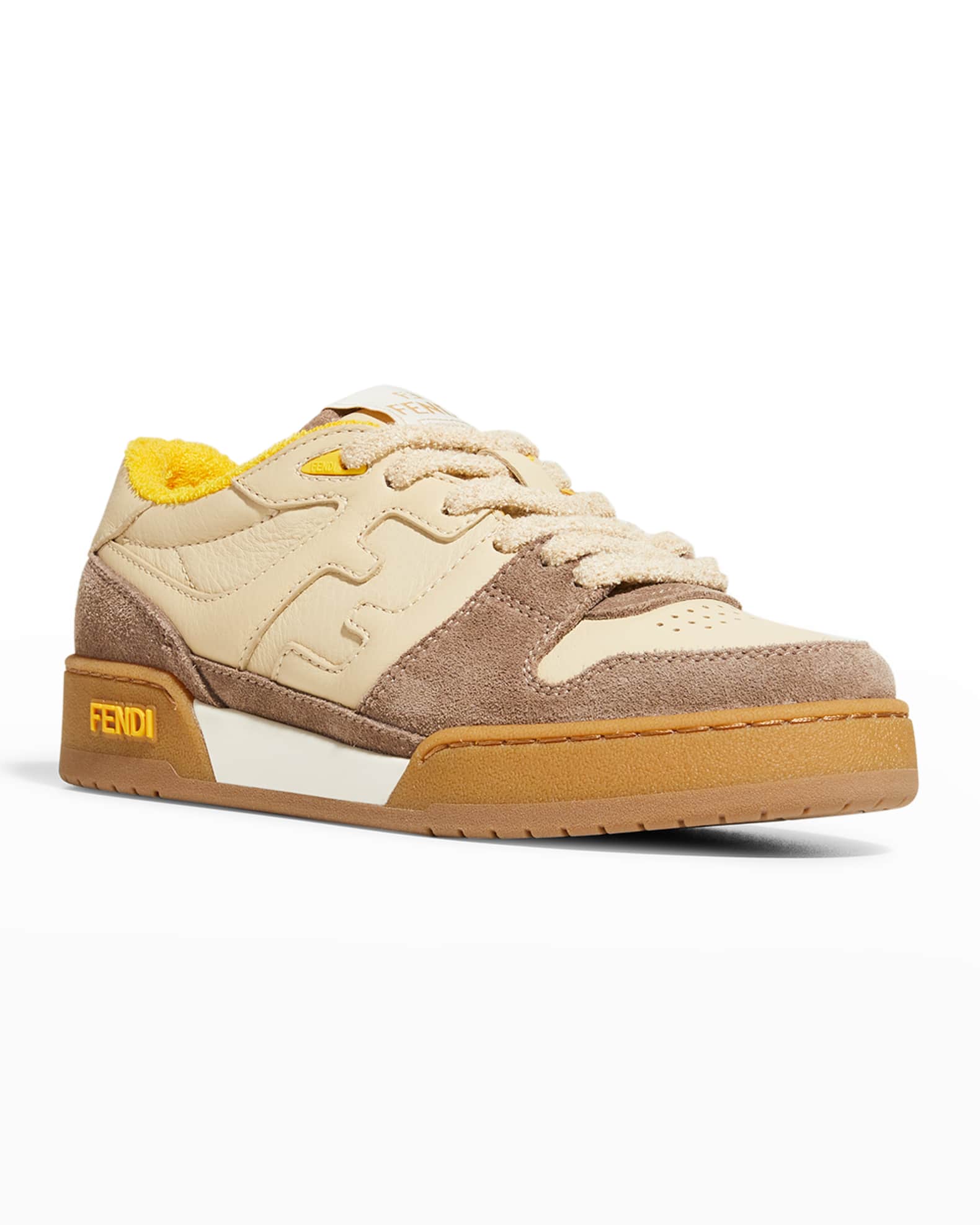 Fendi Match Mixed Leather FF Sneakers | Neiman Marcus