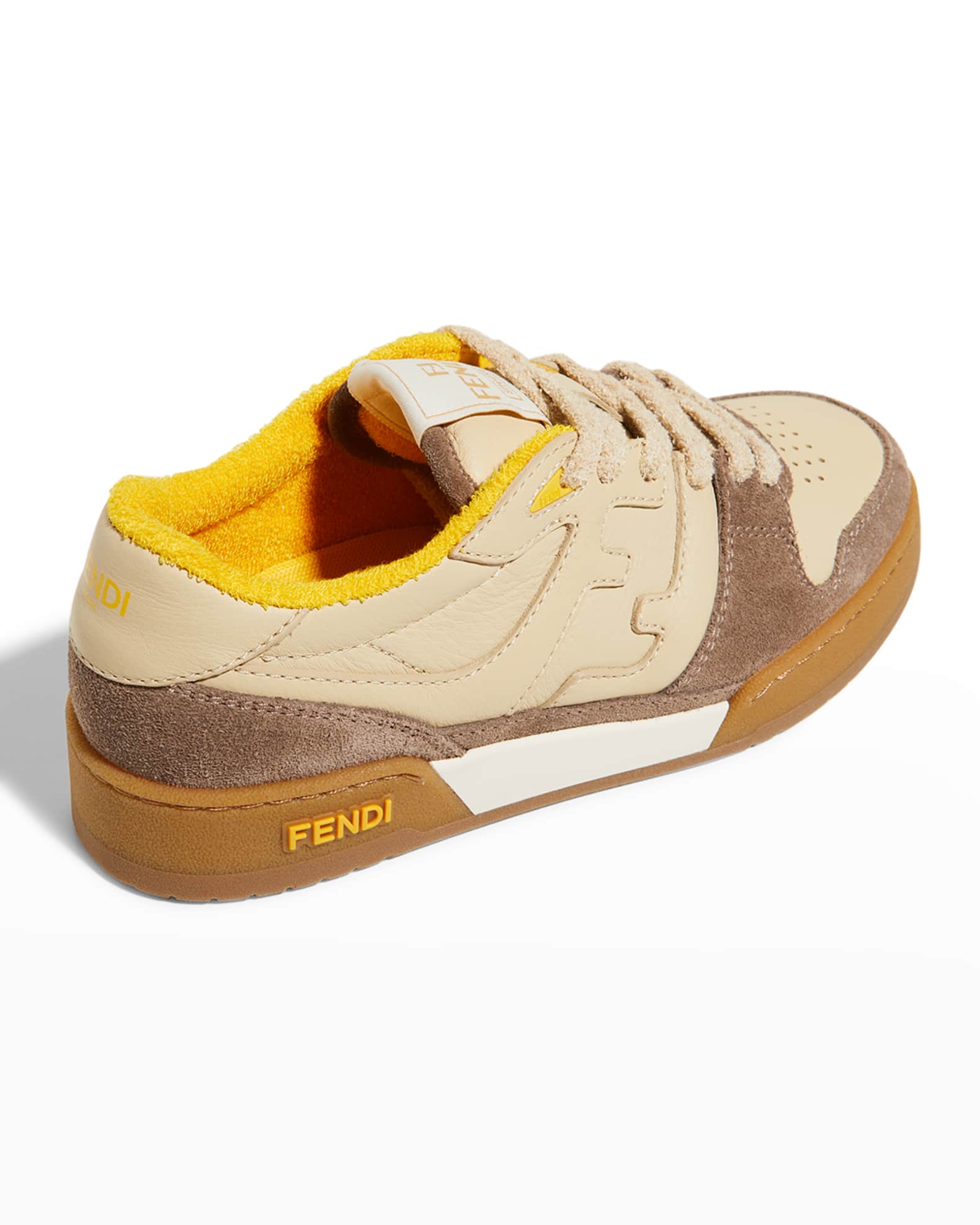 Fendi Match Mixed Leather FF Sneakers | Neiman Marcus