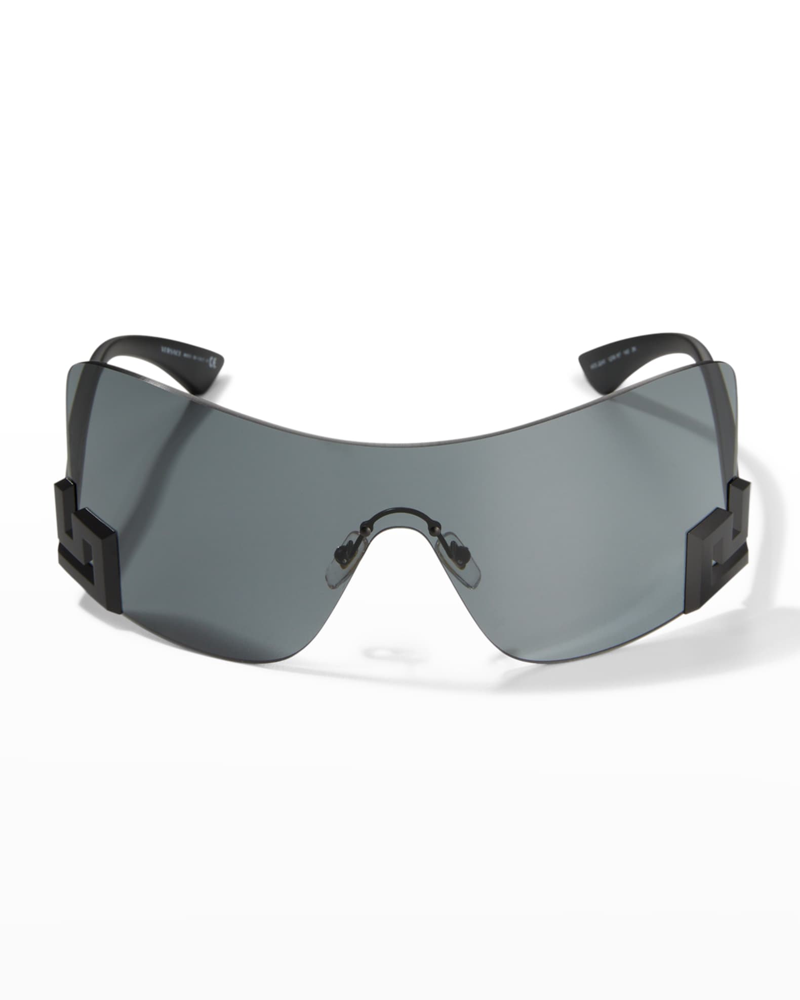 Versace Greca Rimless Metal-Acetate Shield Sunglasses | Neiman Marcus