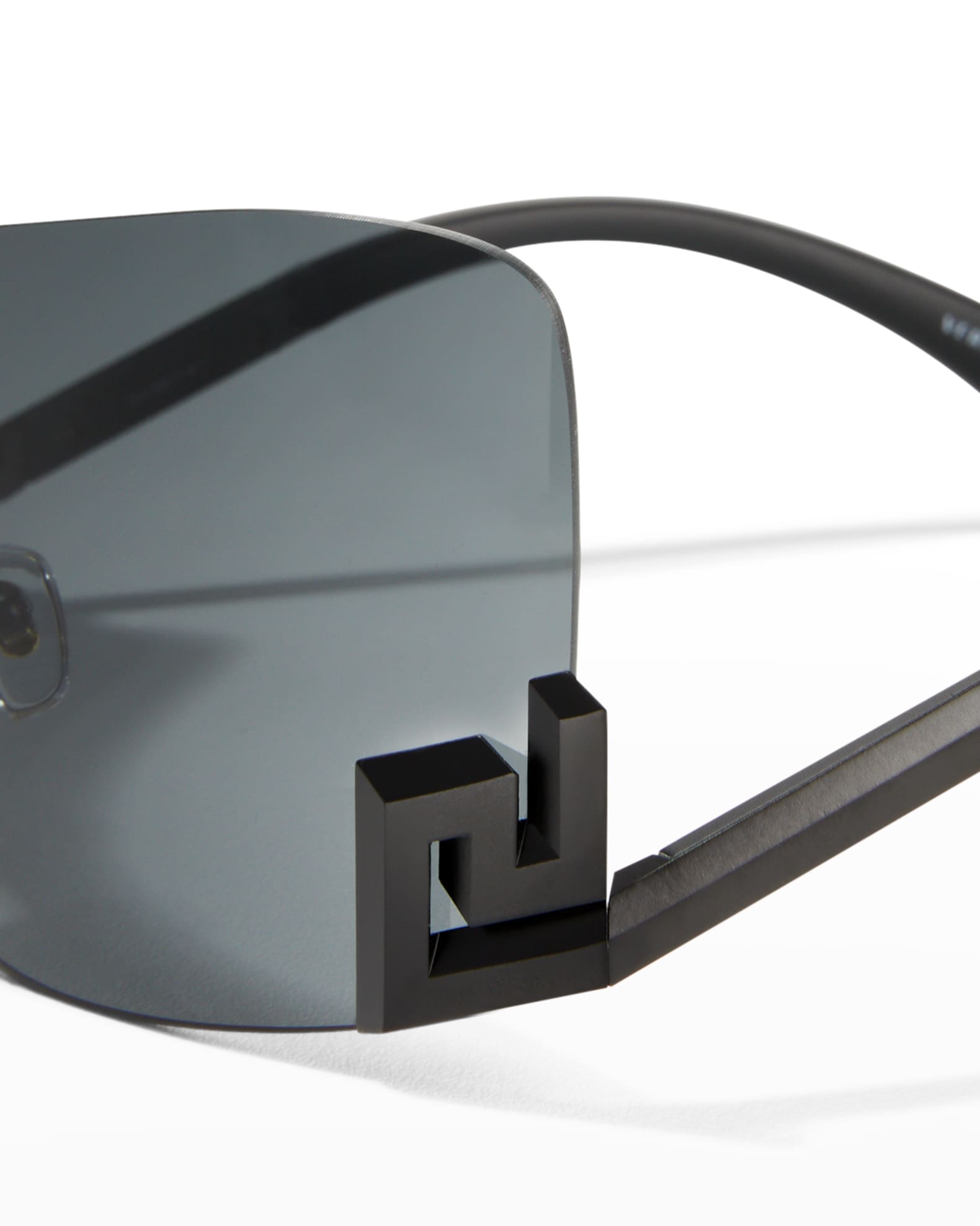 Versace Greca Rimless Metal-Acetate Shield Sunglasses | Neiman Marcus