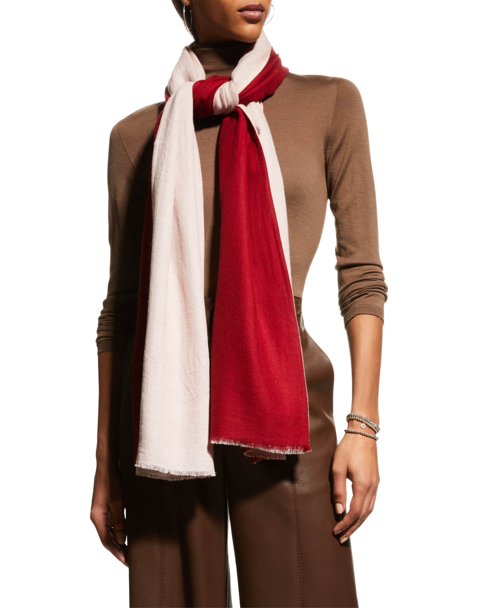 Janavi India Double Faced Cashmere/Merino Scarf | Neiman Marcus