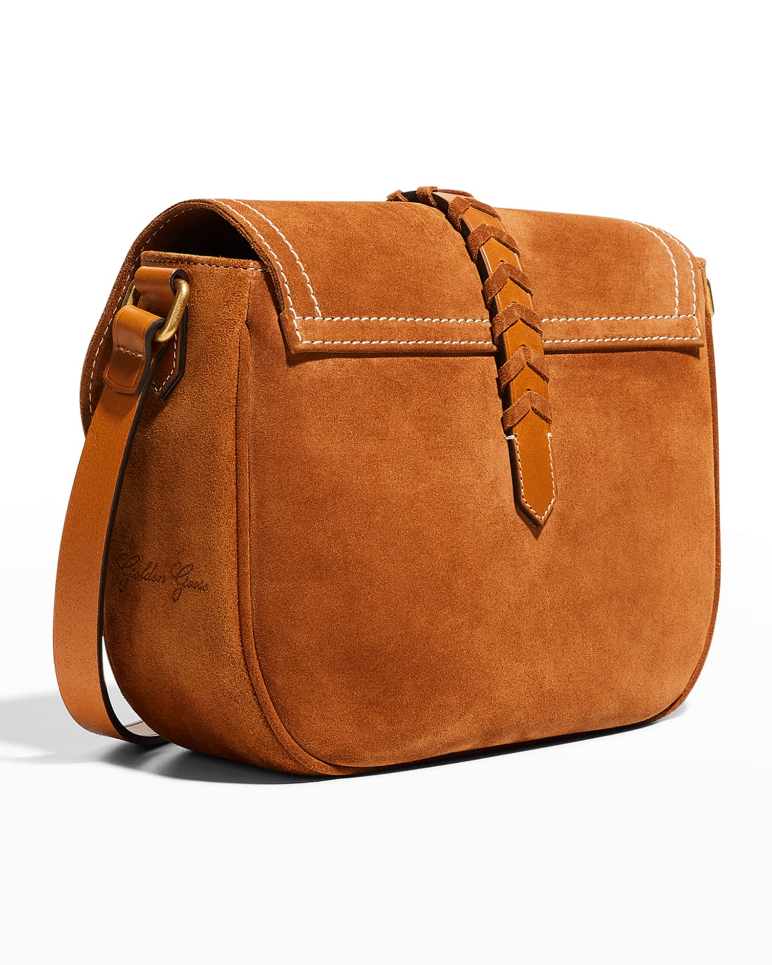 Golden Goose Rodeo Medium Suede Saddle Shoulder Bag | Neiman Marcus