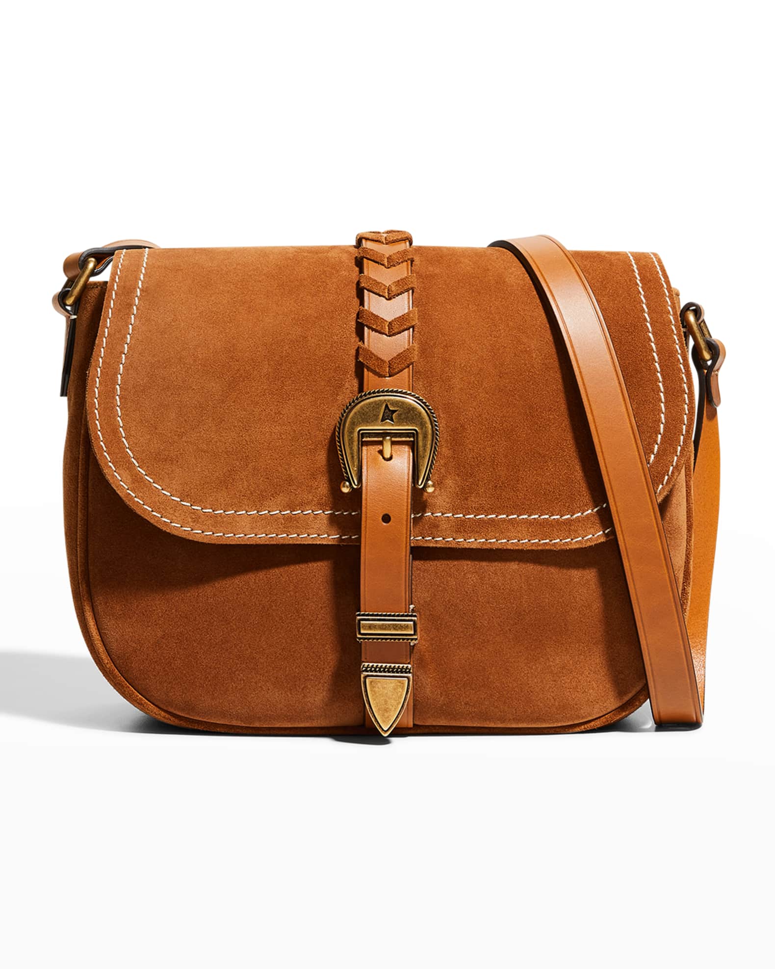 Golden Goose Rodeo Medium Suede Saddle Shoulder Bag | Neiman Marcus