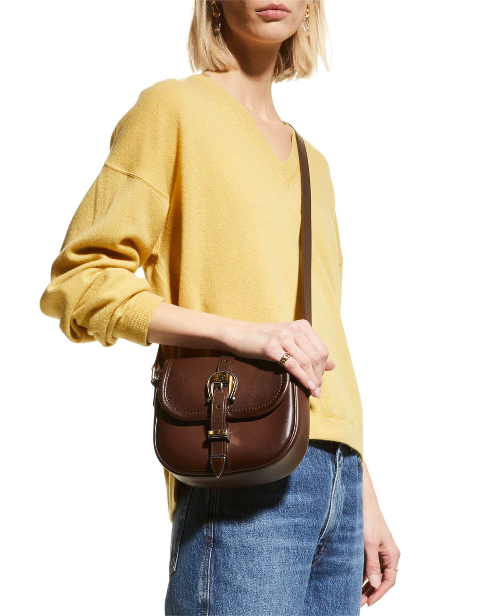 Golden Goose Rodeo Small Leather Saddle Shoulder Bag | Neiman Marcus