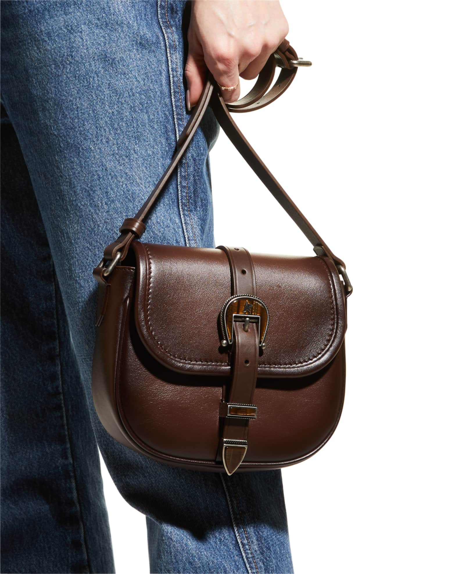 Golden Goose Rodeo Small Leather Saddle Shoulder Bag | Neiman Marcus