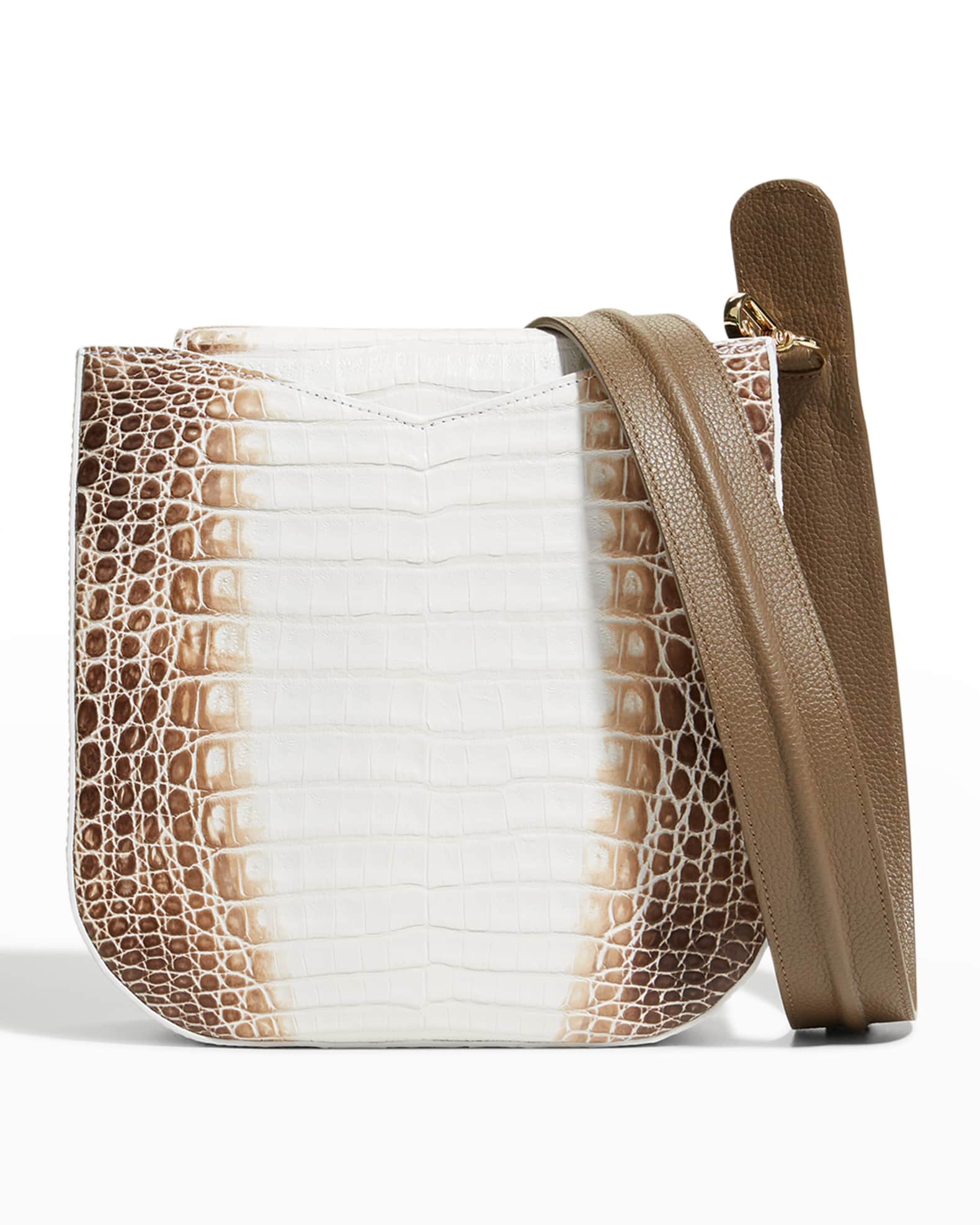 Maria Oliver Ada Crocodile Saddle Crossbody Bag | Neiman Marcus