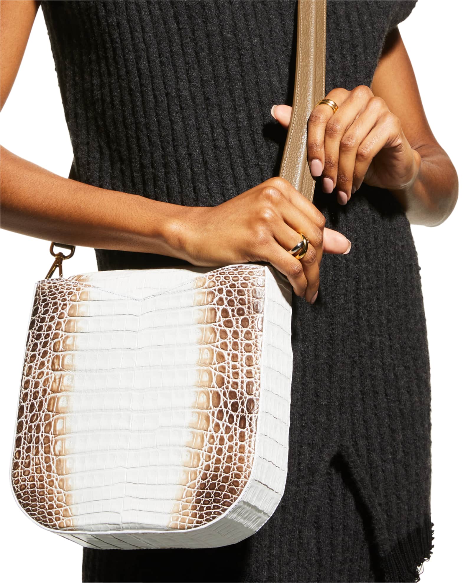 Maria Oliver Ada Crocodile Saddle Crossbody Bag | Neiman Marcus