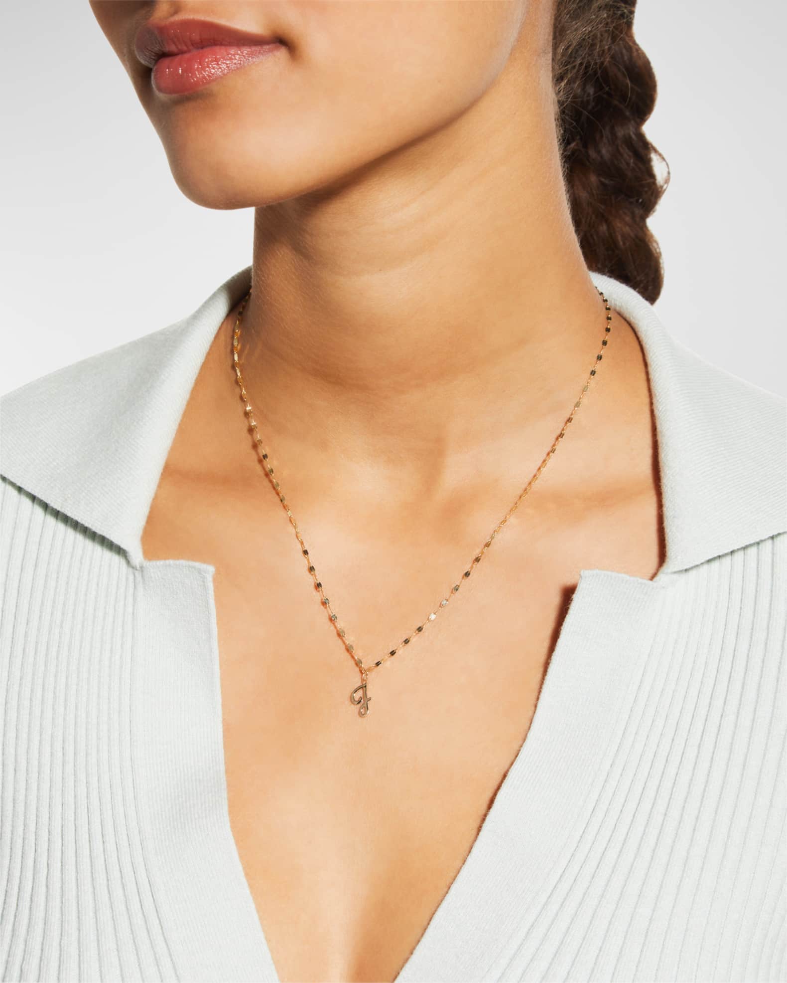 LANA Micro Cursive Initial Necklace | Neiman Marcus