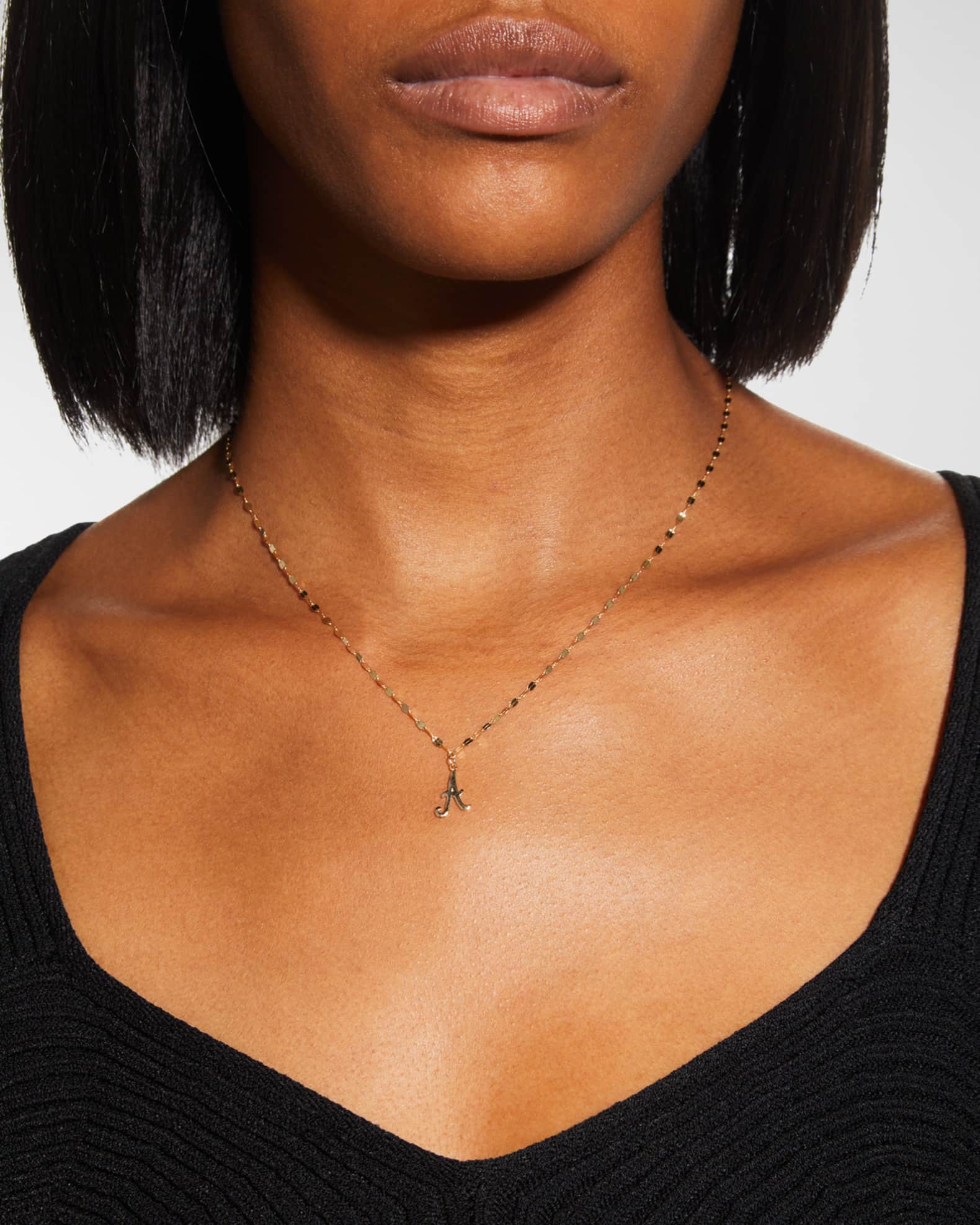 LANA Micro Cursive Initial Necklace | Neiman Marcus