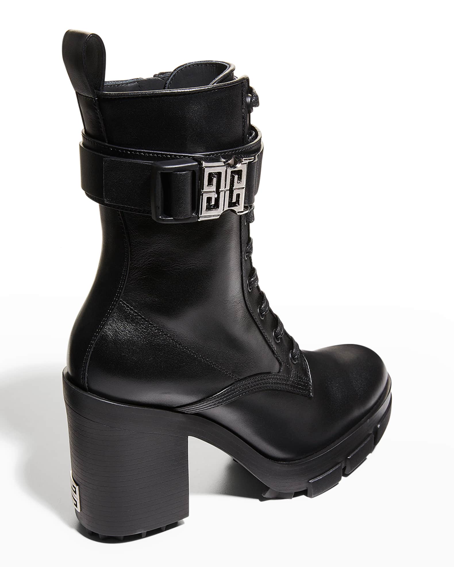 Givenchy Terra Leather Heeled Combat Boots | Neiman Marcus