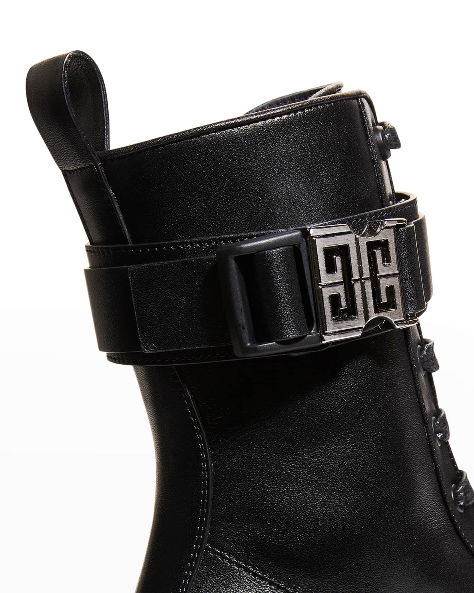 Givenchy Terra Leather Heeled Combat Boots | Neiman Marcus