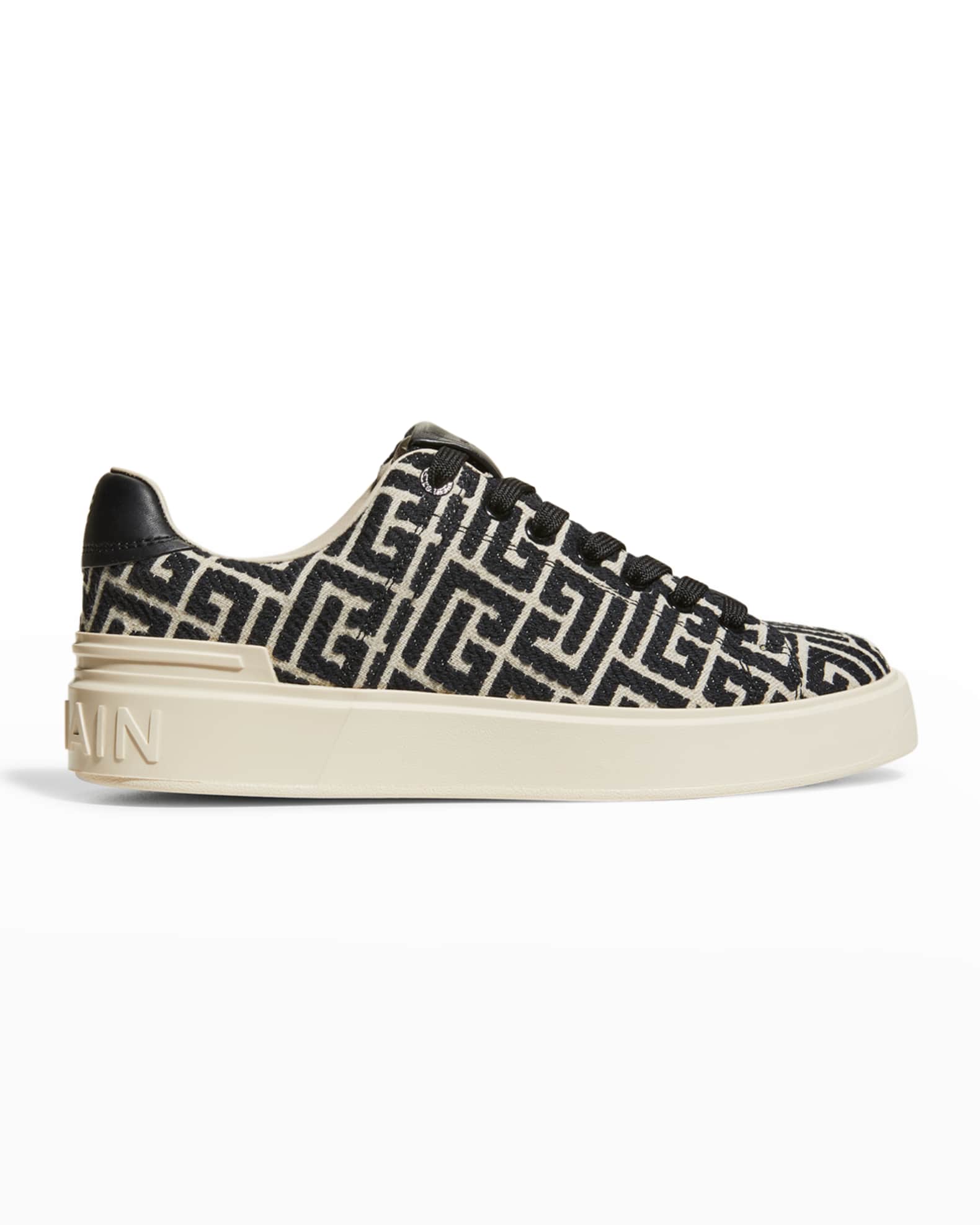 Balmain B Court Monogram Low-Top Sneakers | Neiman Marcus