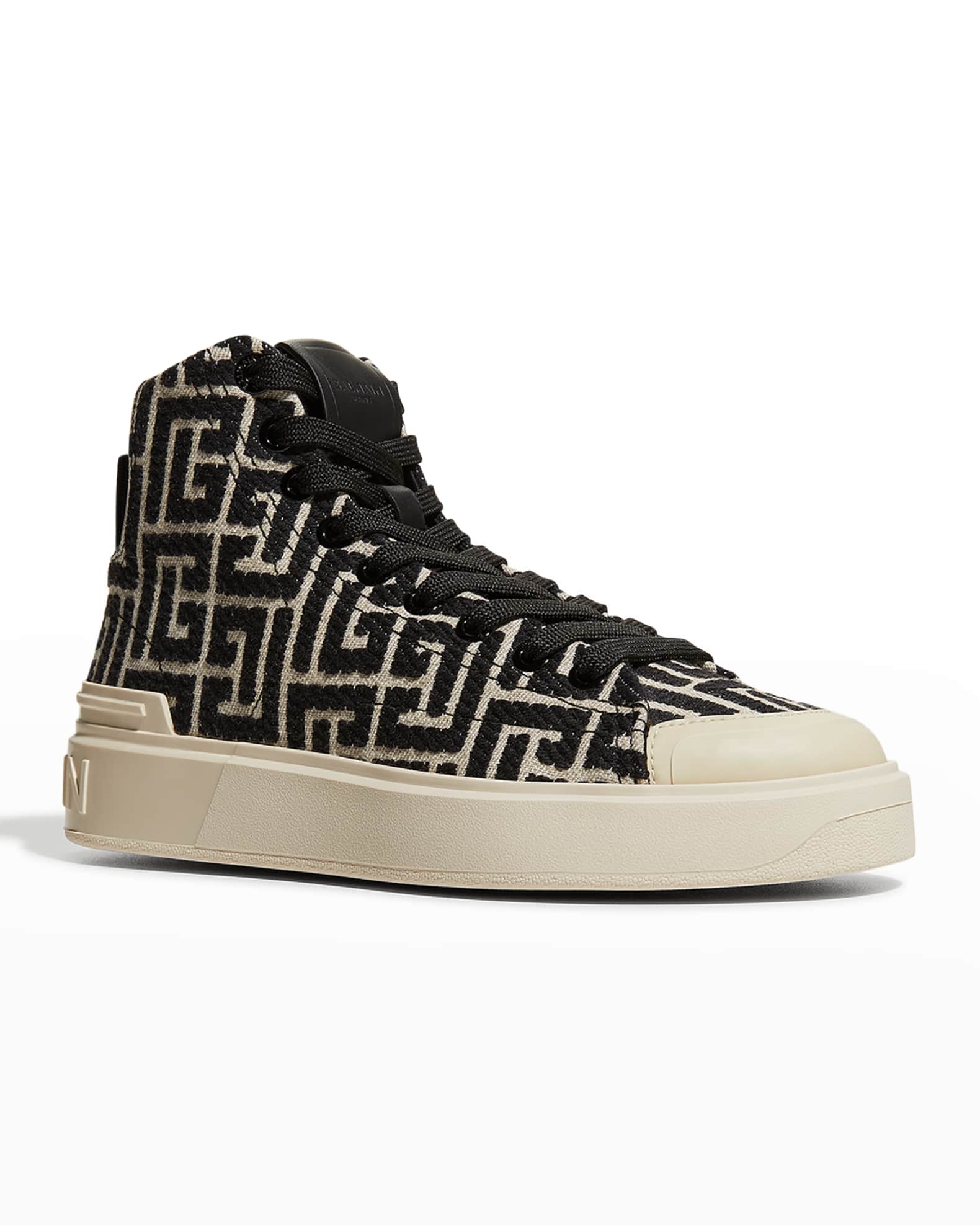 Balmain B Court Monogram High-Top Sneakers | Neiman Marcus