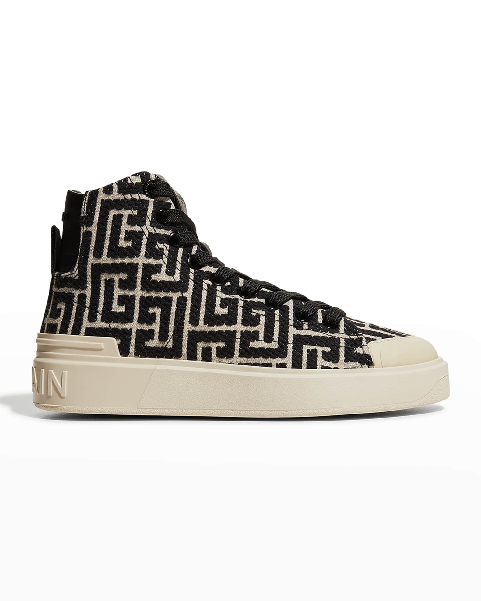 Balmain B Court Monogram High-Top Sneakers | Neiman Marcus