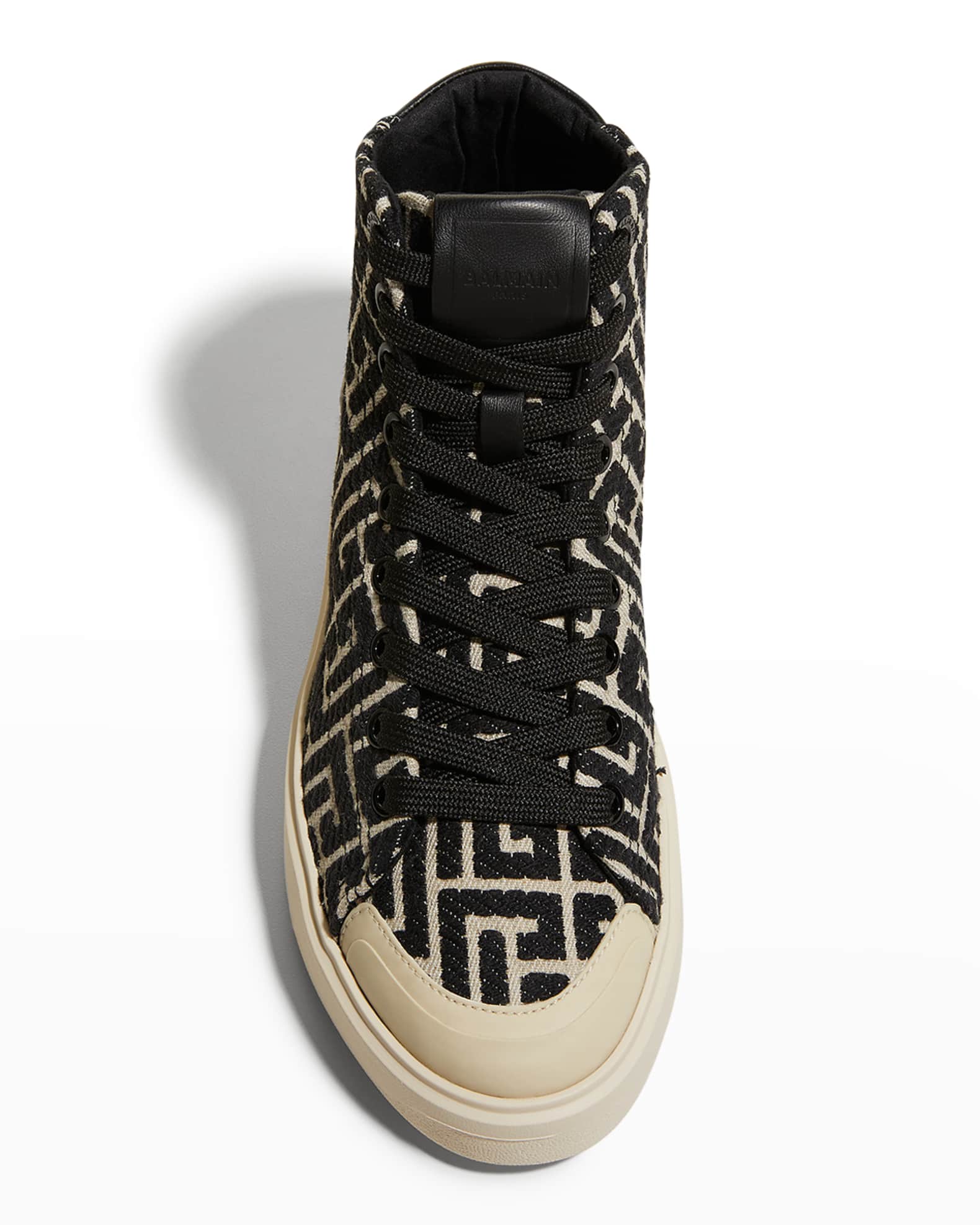 Balmain B Court Monogram High-Top Sneakers | Neiman Marcus