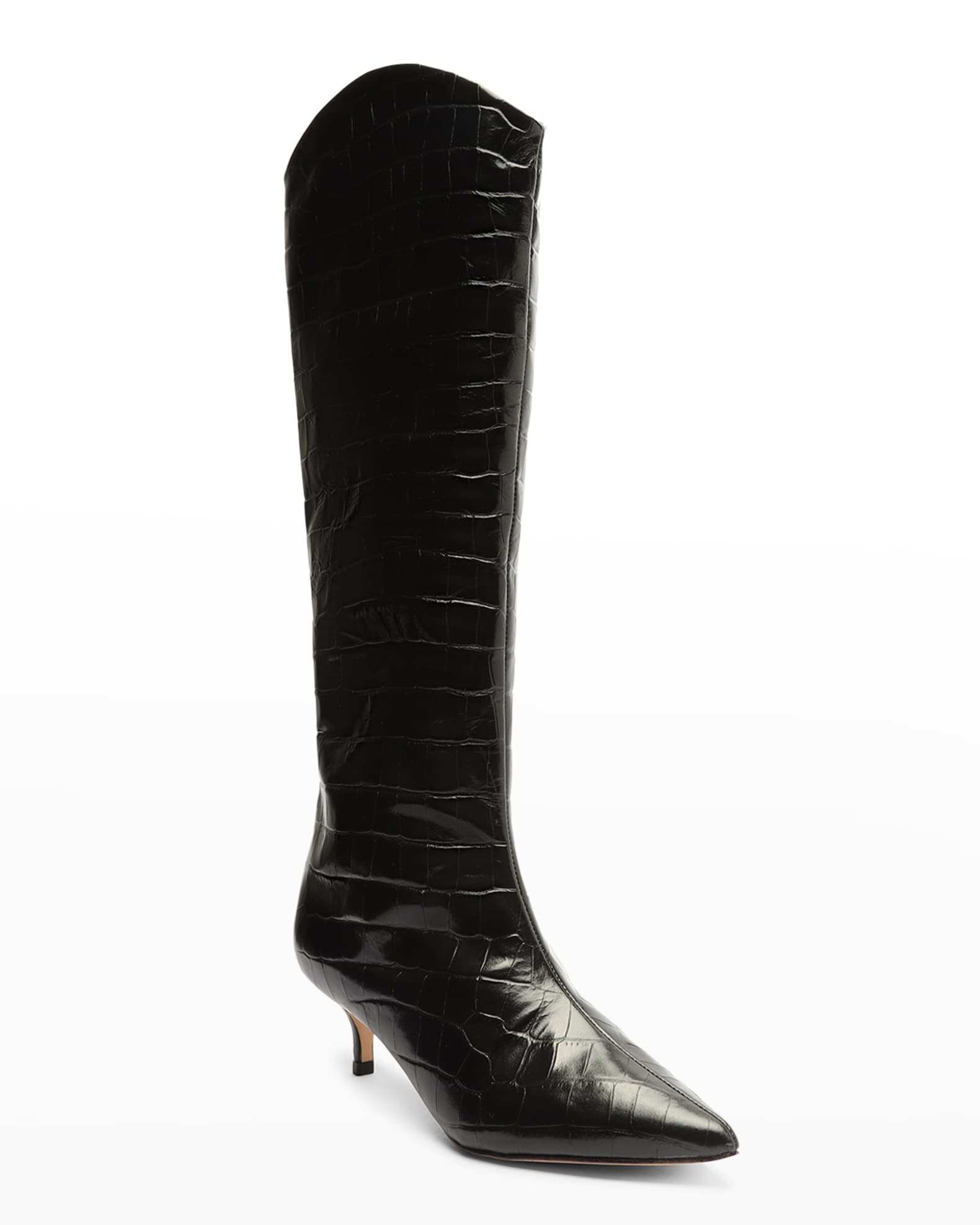 Schutz Maryana Croc-Embossed Leather Boots | Neiman Marcus