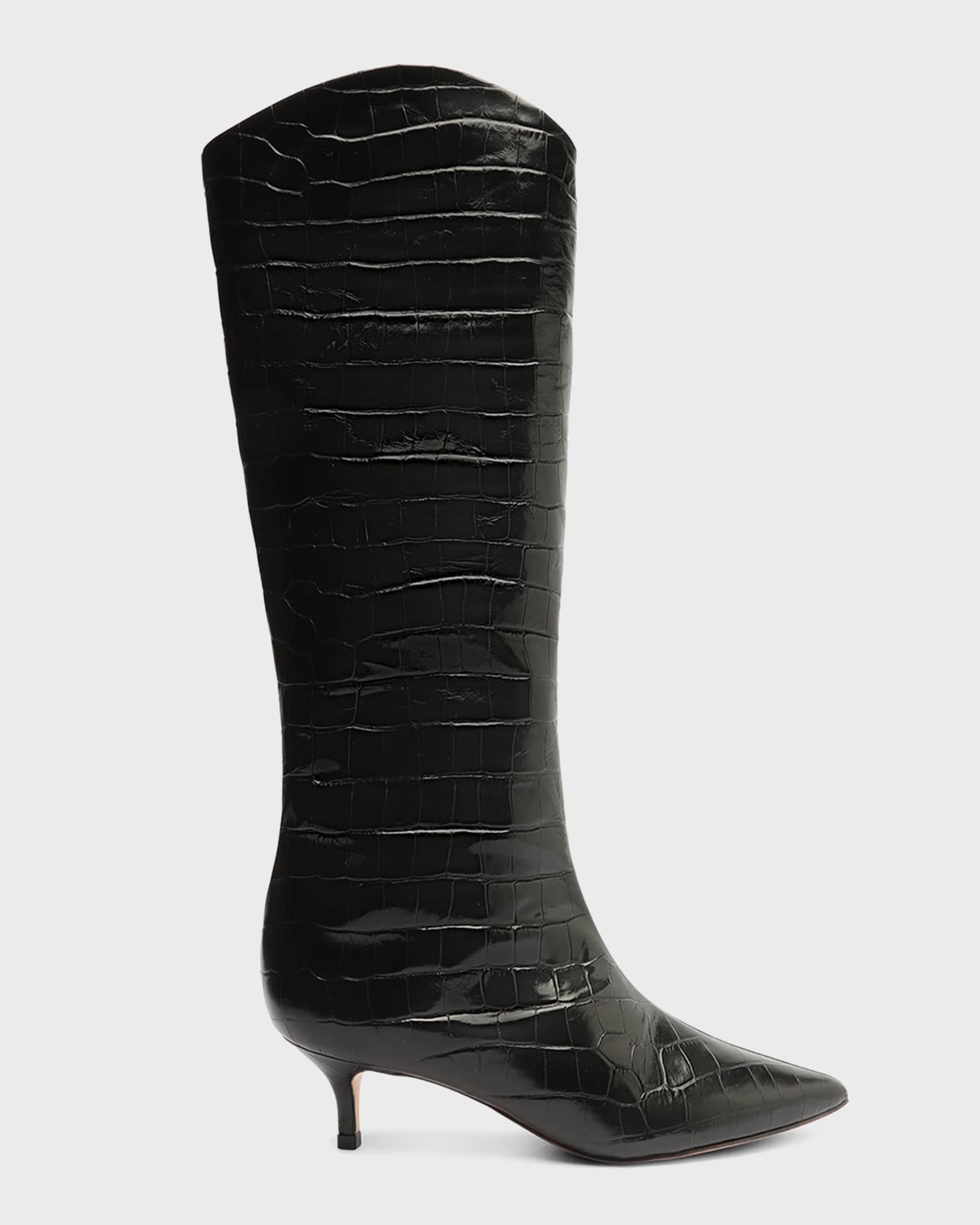 Schutz Maryana Croc-Embossed Leather Boots | Neiman Marcus