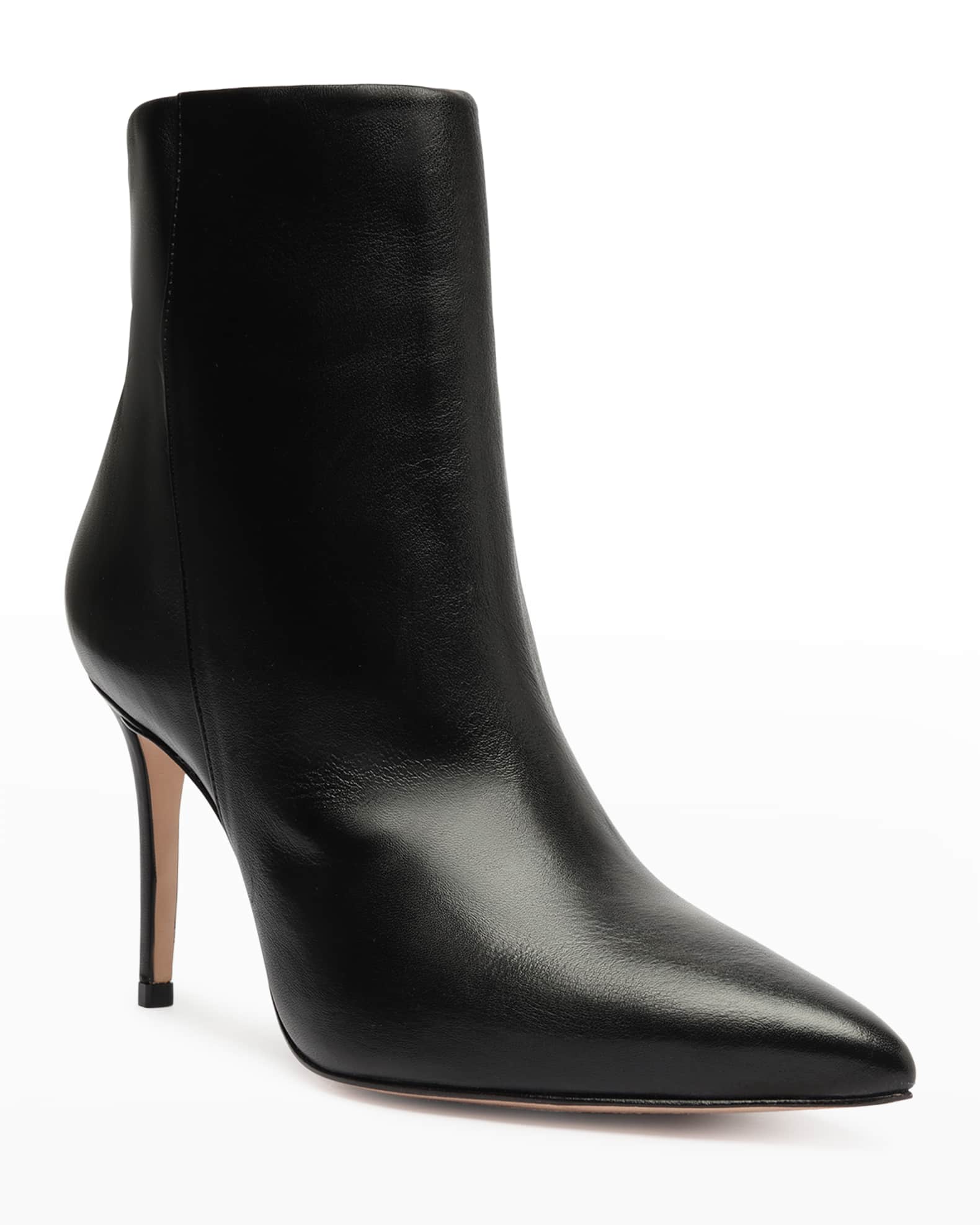 Schutz Mikki Leather Pointed-Toe Booties | Neiman Marcus
