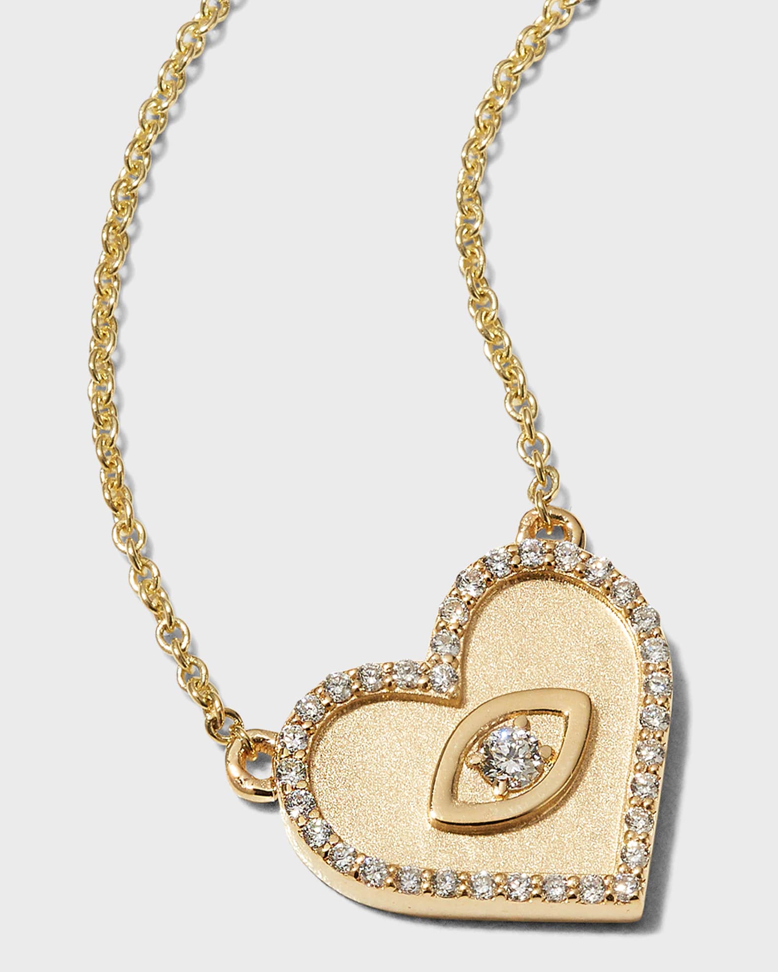 Sydney Evan Yellow Gold Small Heart Necklace with Marquise Eye | Neiman ...
