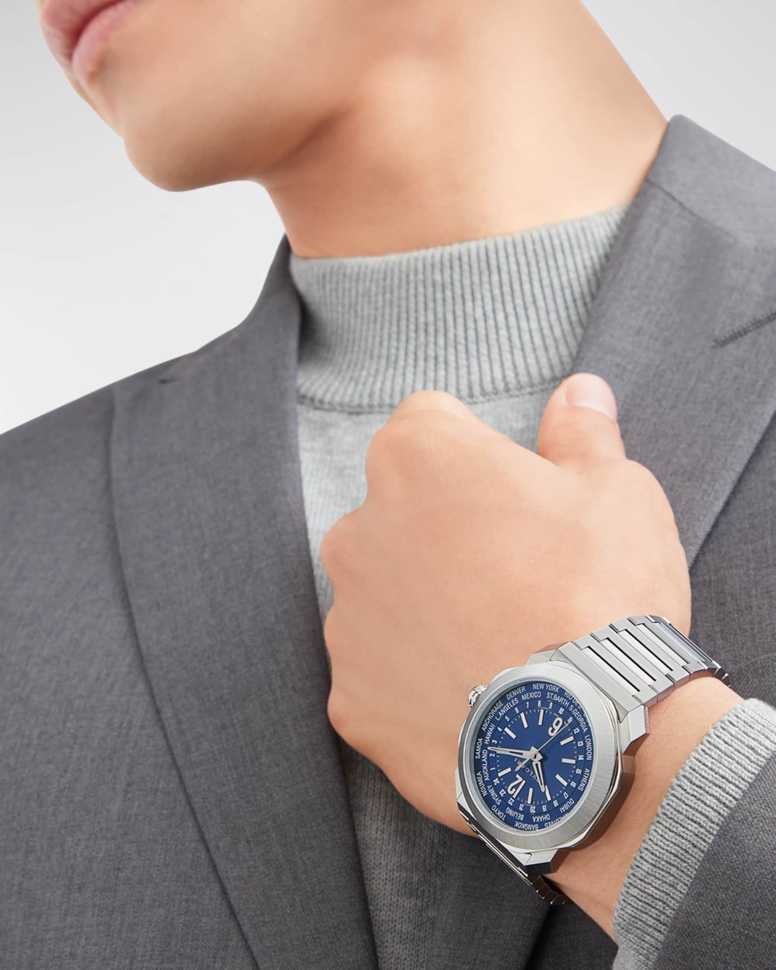 BVLGARI Men's 41mm Octo Finissimo World Timer Automatic Bracelet Watch ...